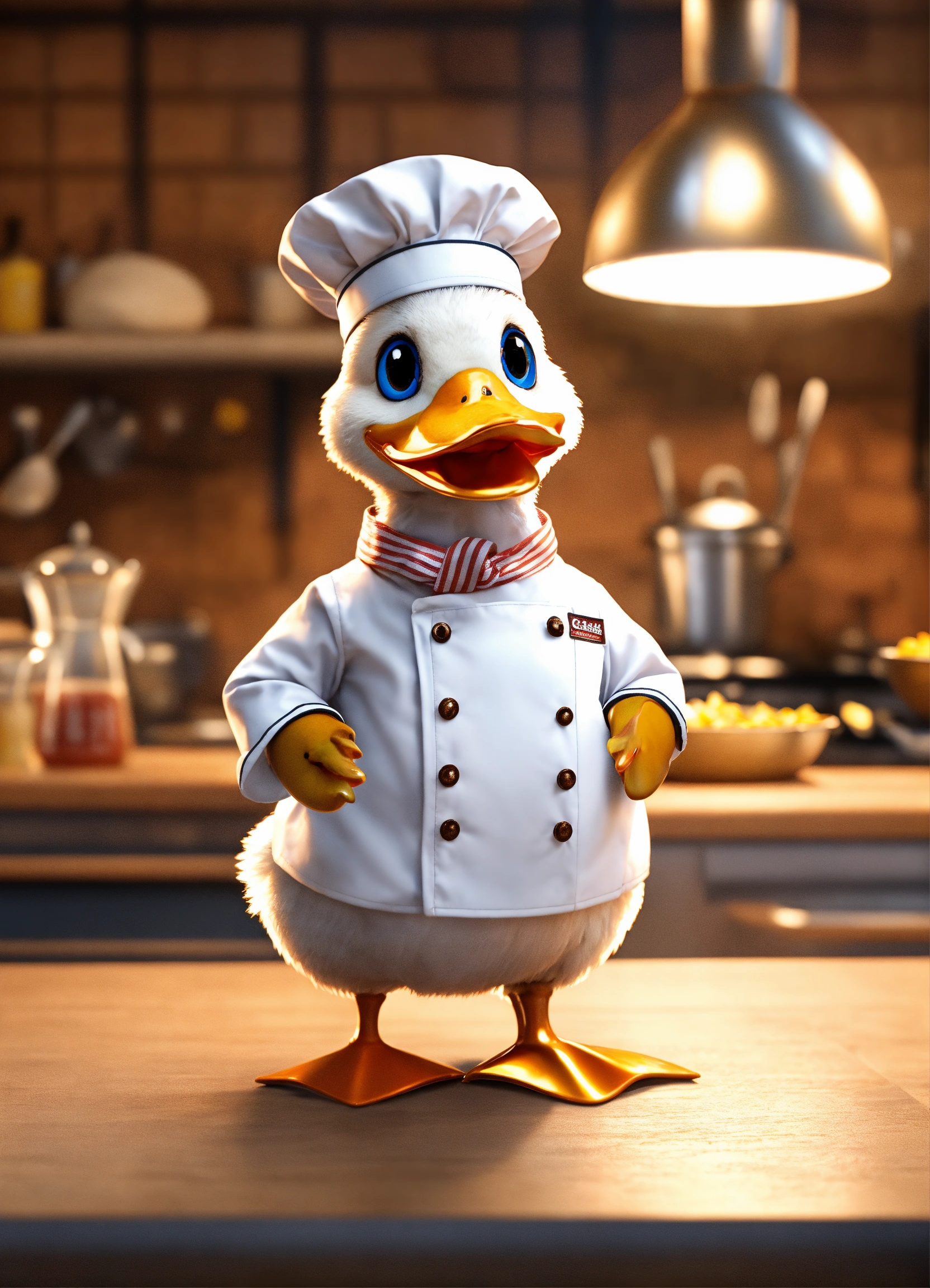 Lexica - A cute duck wearing a chef uniform, unreal engine render 8k