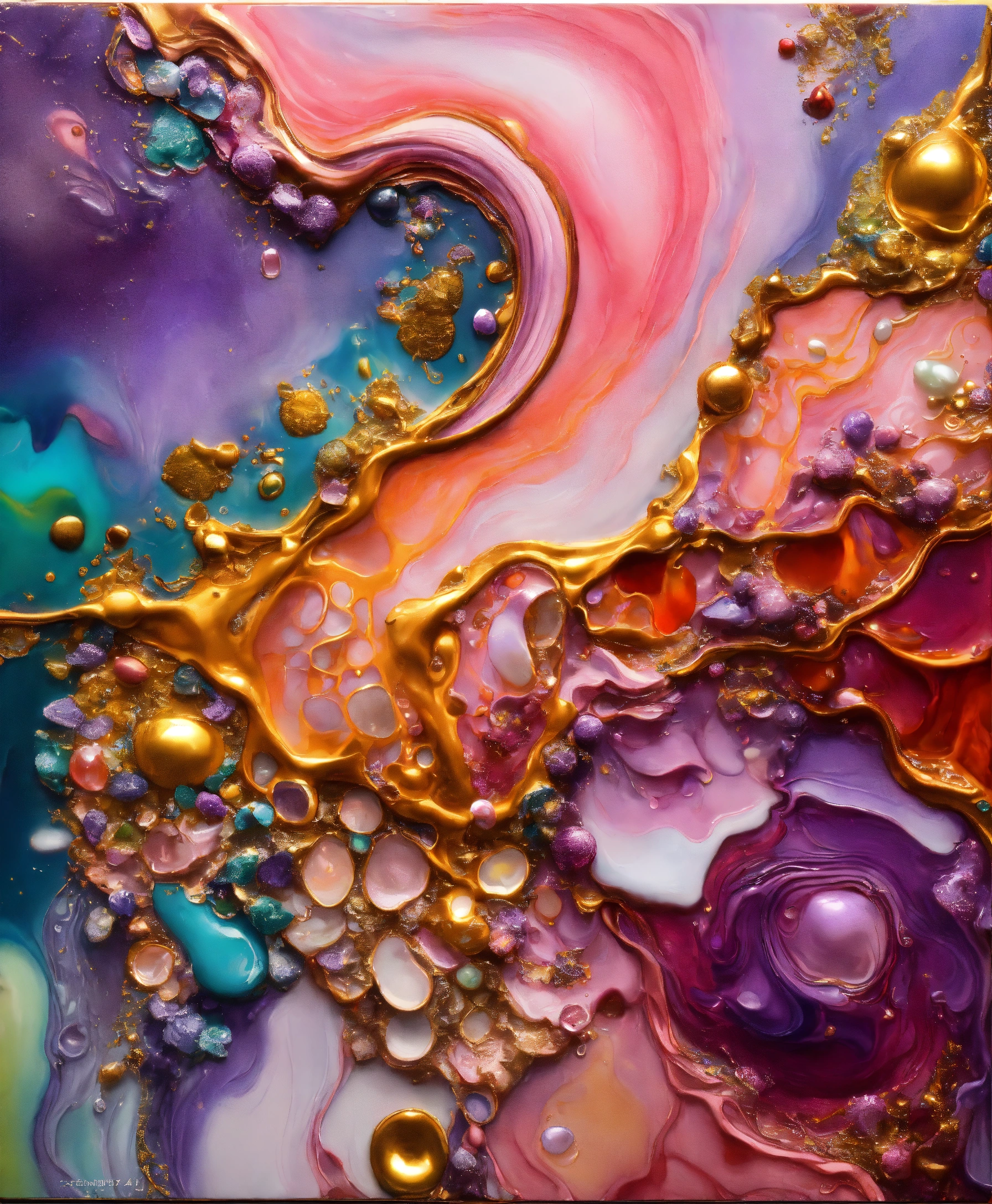 Lexica - Colorful abstract painting oil and water complex complicated ...