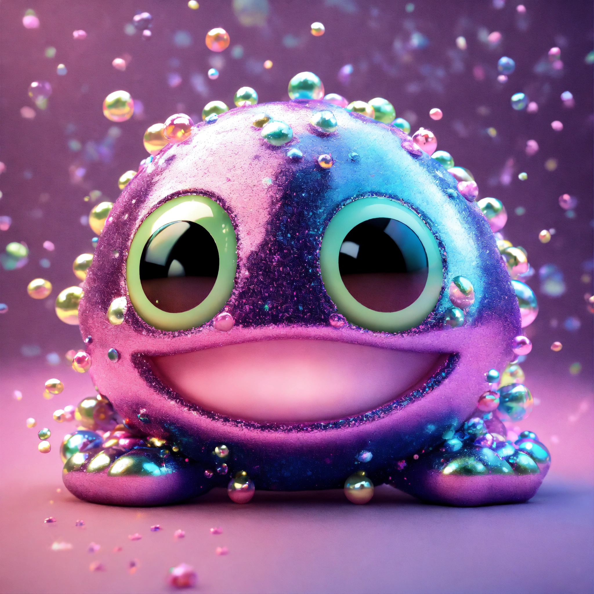 Lexica - Cute 3D bubble monster, in pearly iridescent glittery colour ...