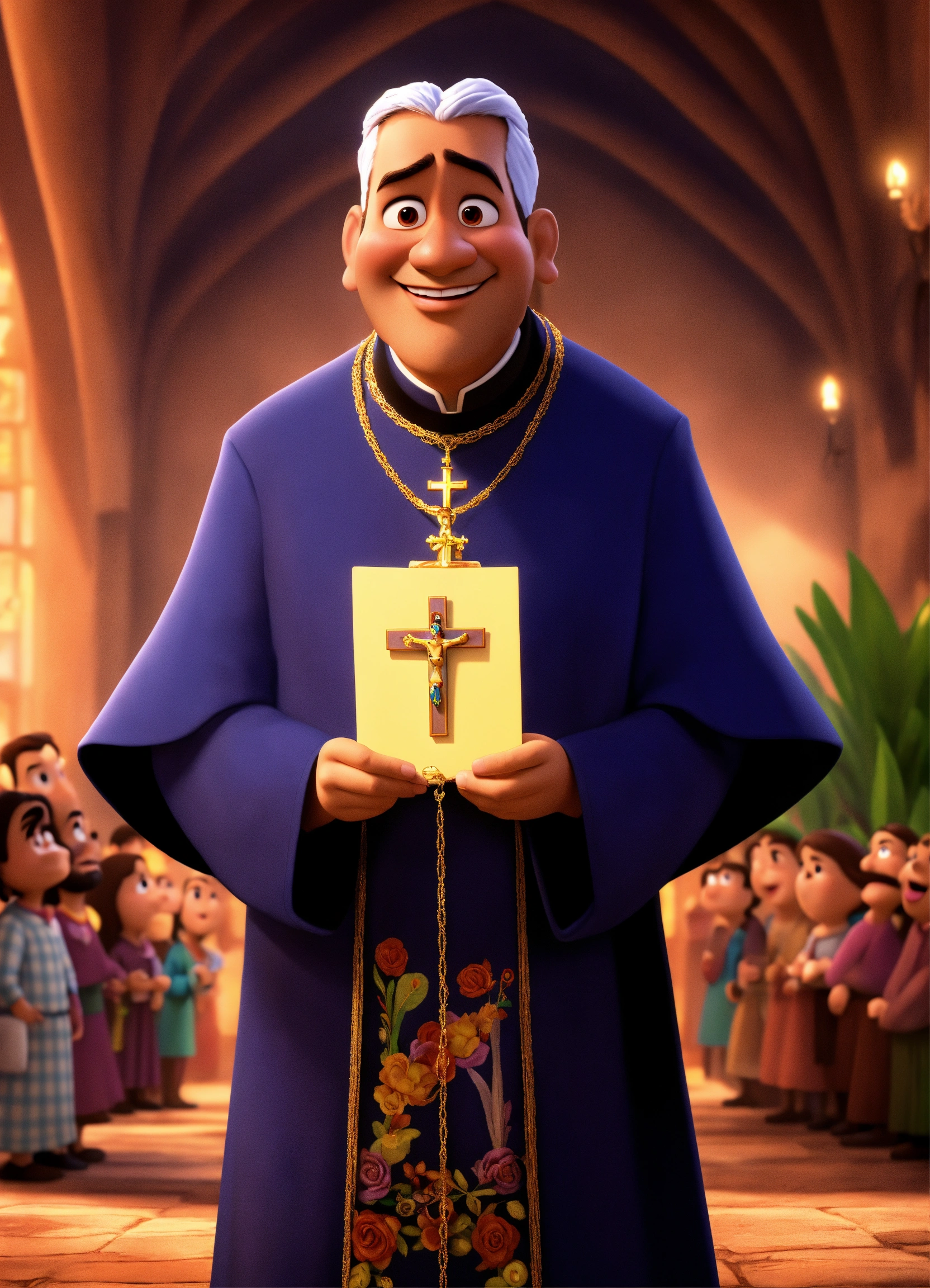 Lexica - Pixar animation of a mexican catholic priest, pixar style cartoon