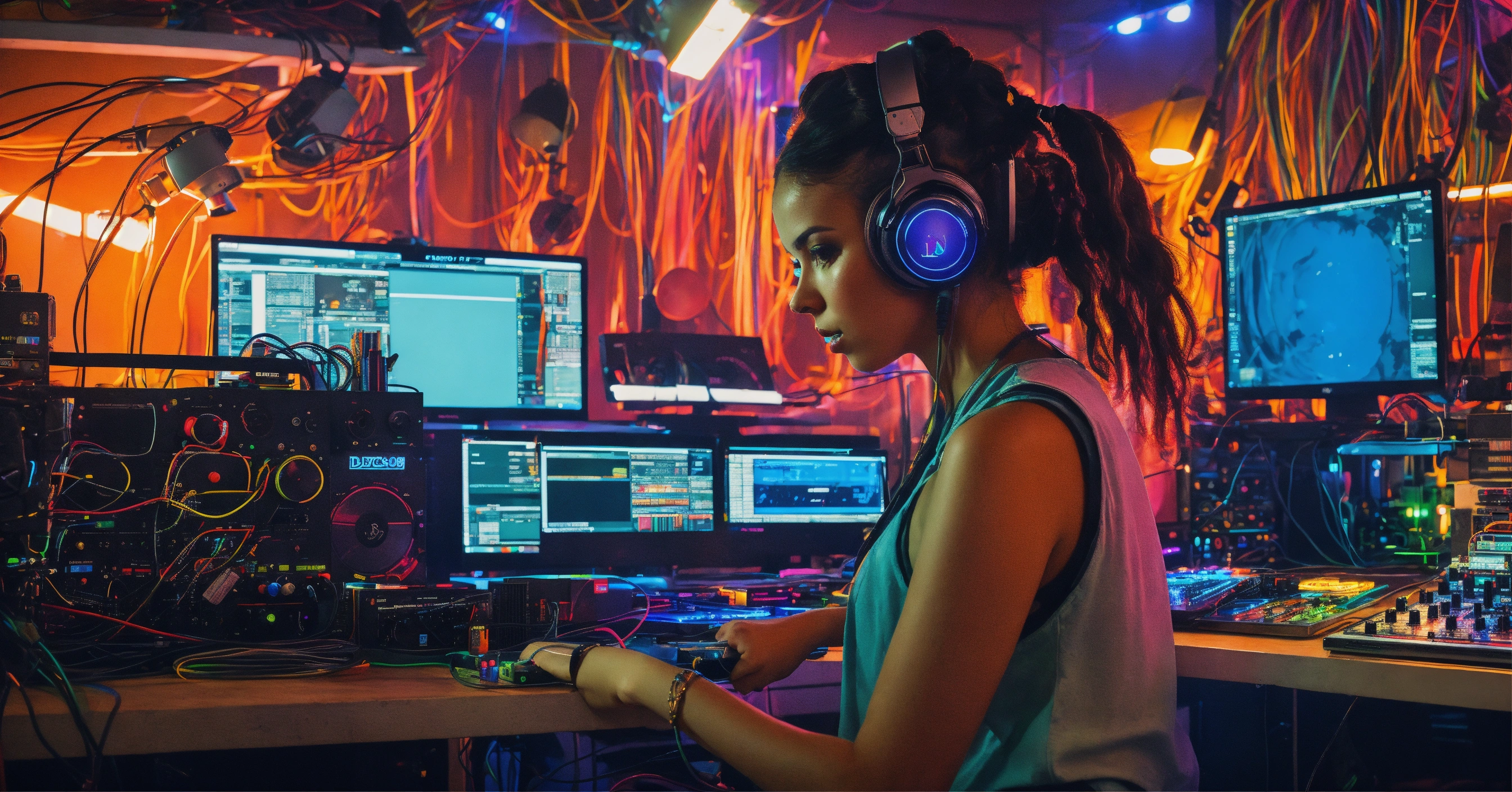 Lexica - Portrait photography of a hip hop girl, in a laboratory full ...