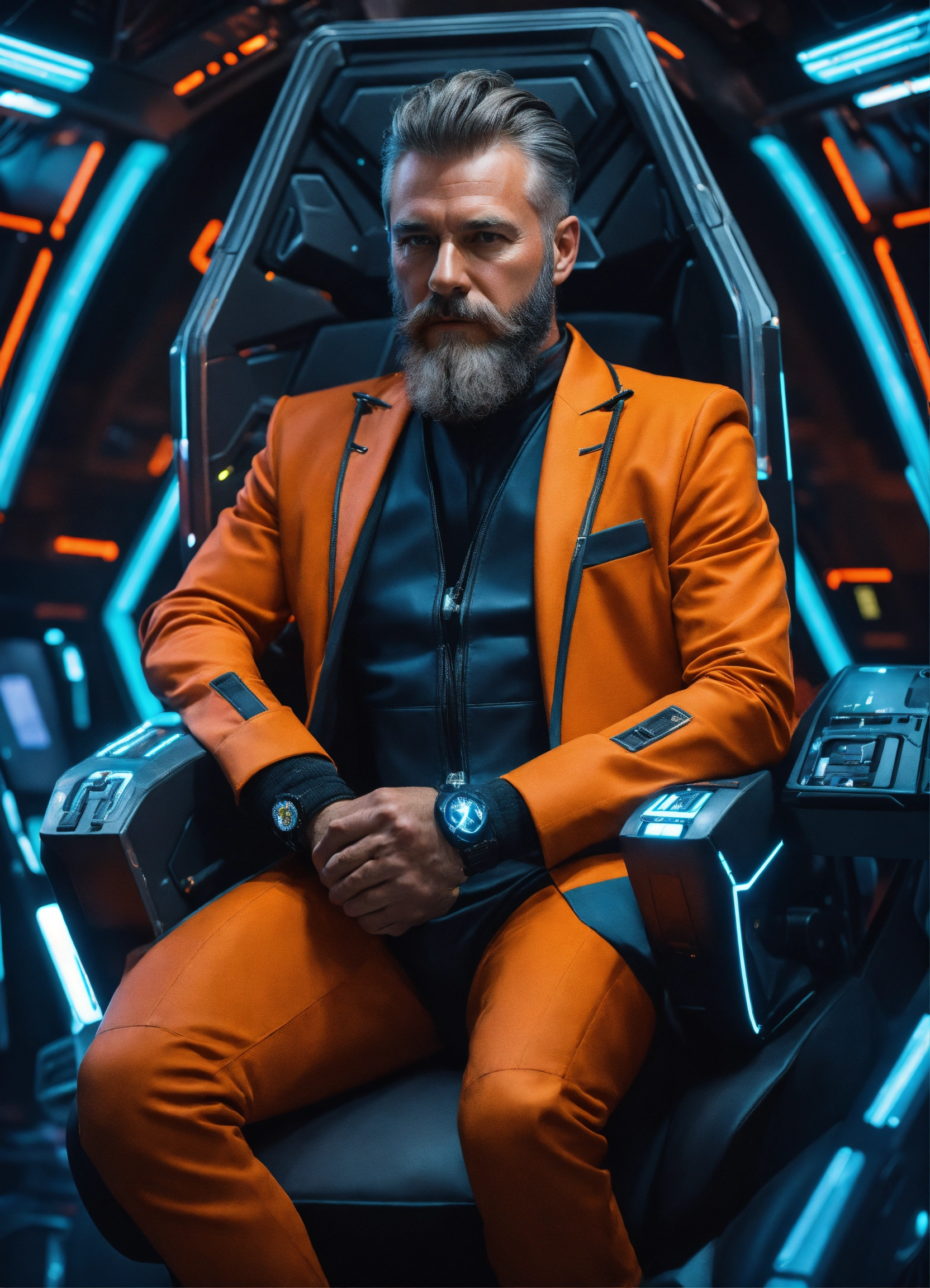 Lexica - 50 year old masculine star commander nice trim beard is ...