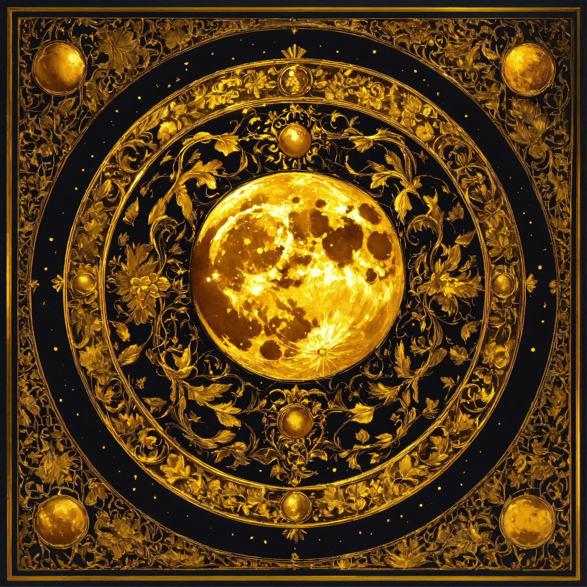 Lexica - Golden moon illustration, Renaissance ornament