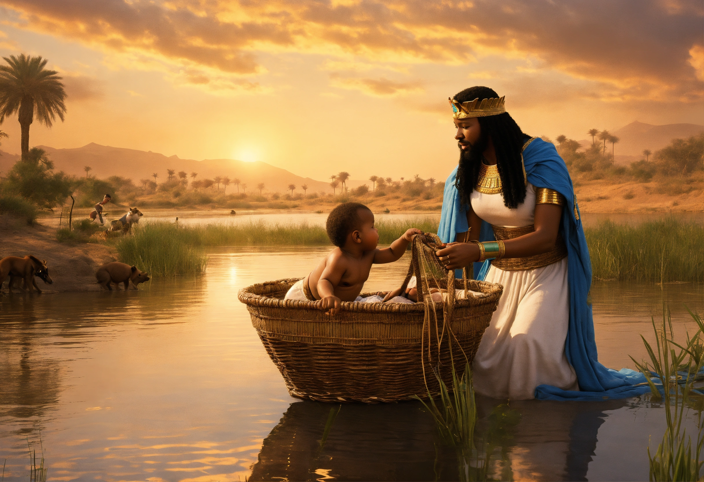 Lexica - Pharaoh's daughter takes baby Moses out of the basket that was ...