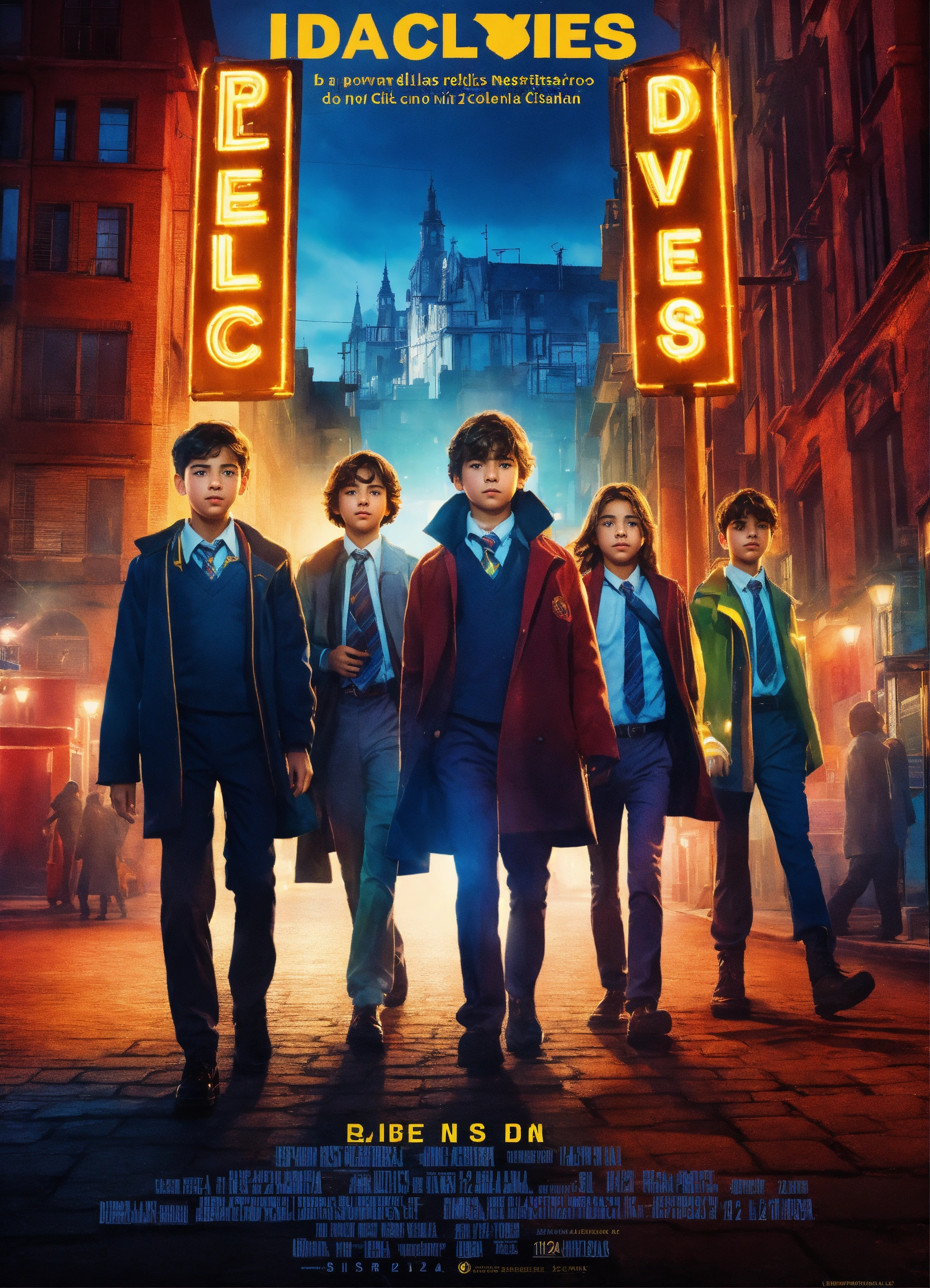 Lexica - Estilo portada de película de detectives, cinco niños de ...