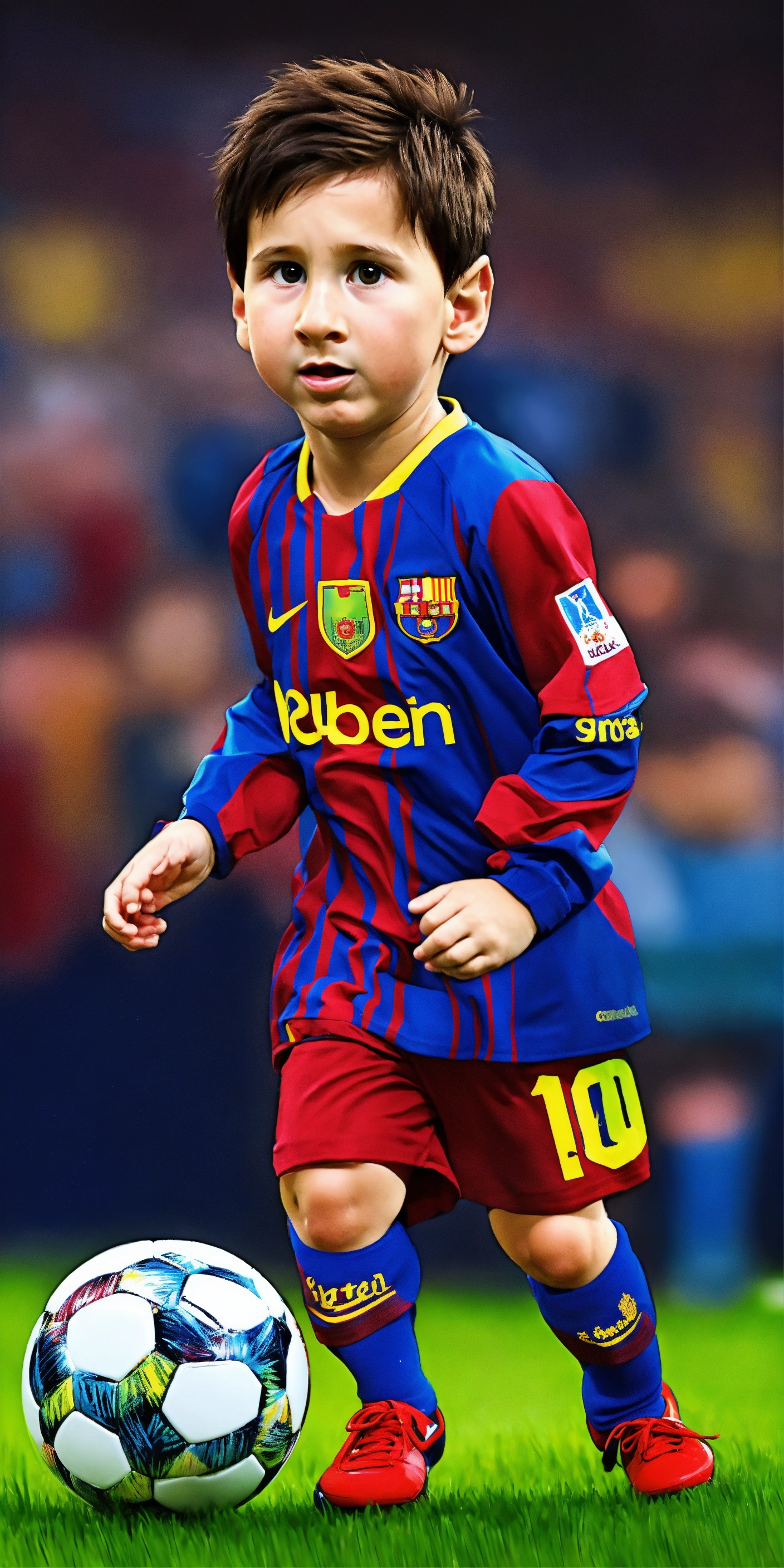 Lexica - Lionel Messi cute baby cartoon realist big eyes