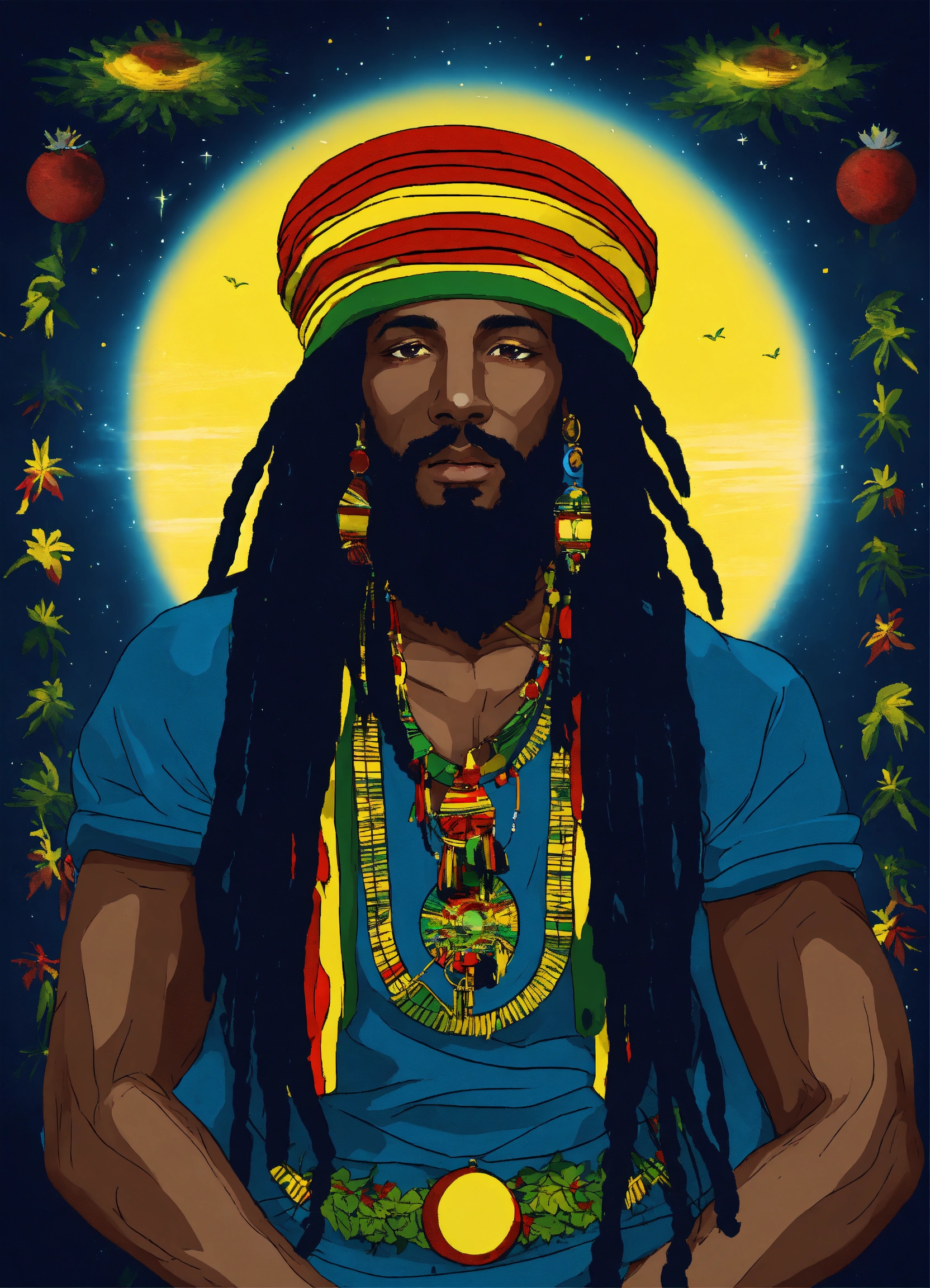 Lexica - Rasta man god and blue full moon, hd