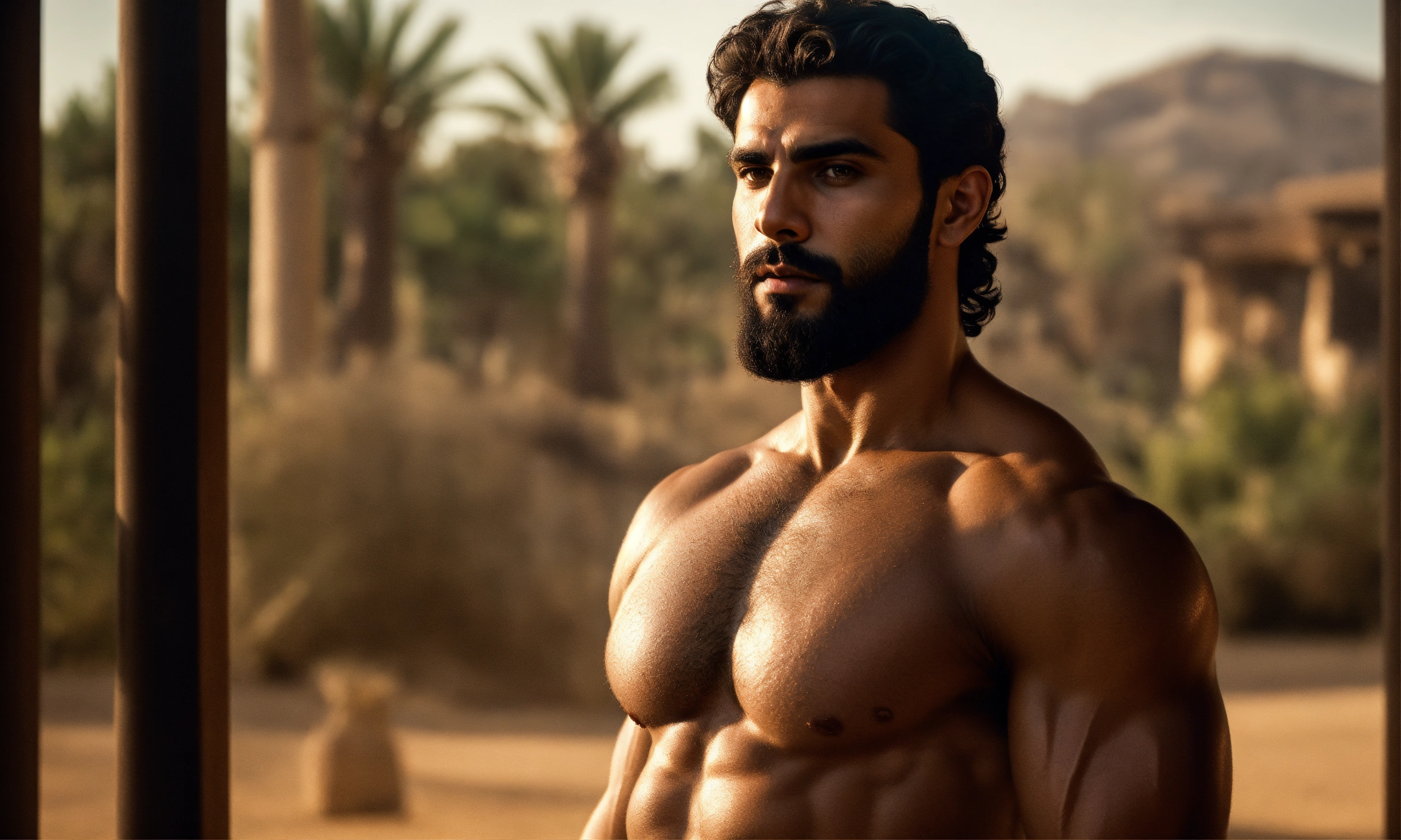 Lexica - Arab man in soft light,,mister olympia anatomy, broad muscle ...