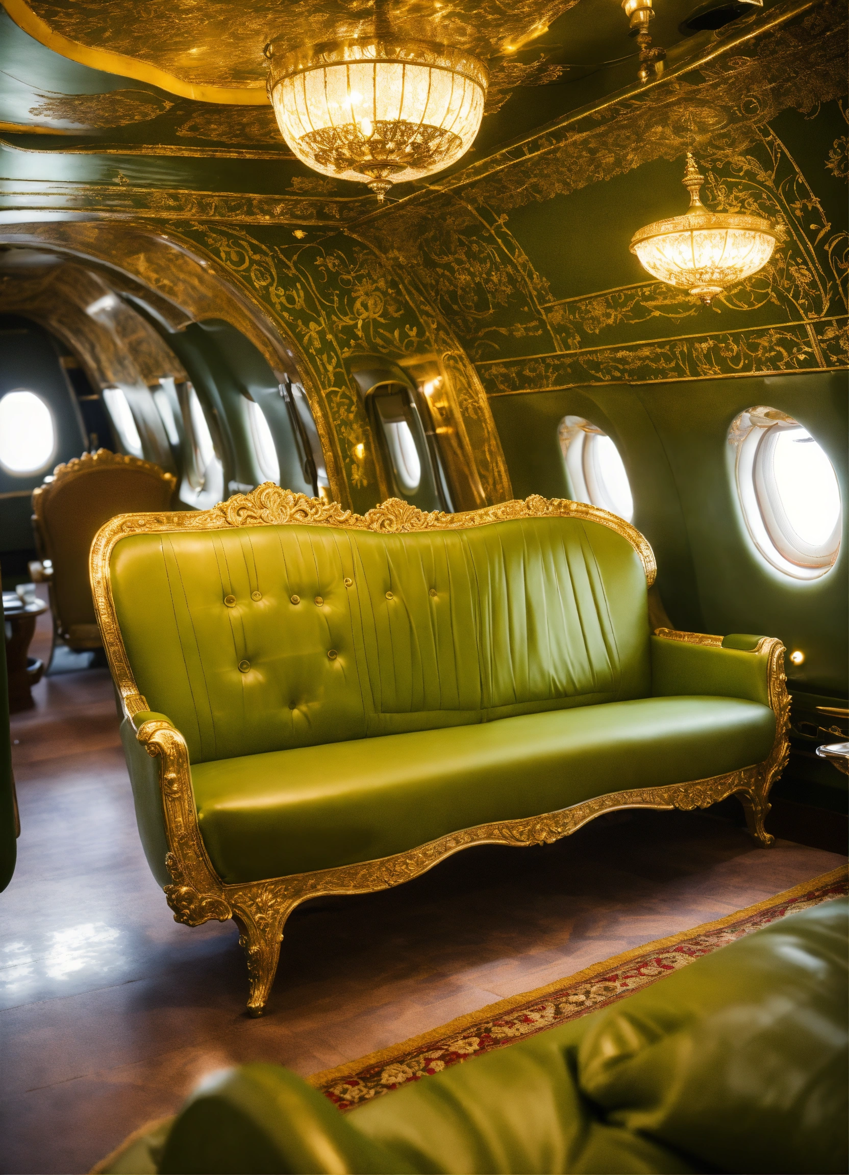 Lexica - Baroque french Saudi olive green nouveau riche style airplane ...