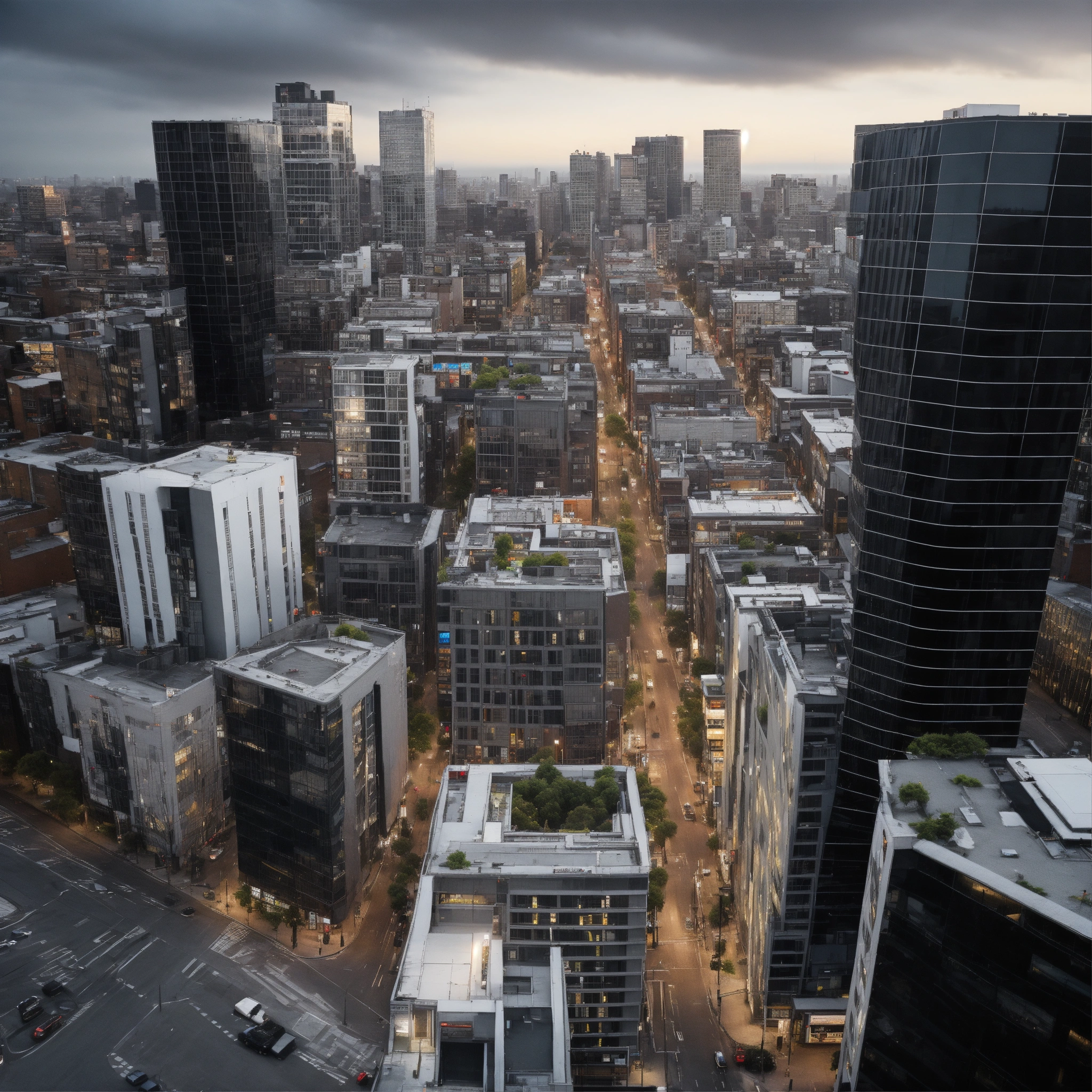 Lexica - Photographic, ultrarealistic, a birds eye view of a modern ...