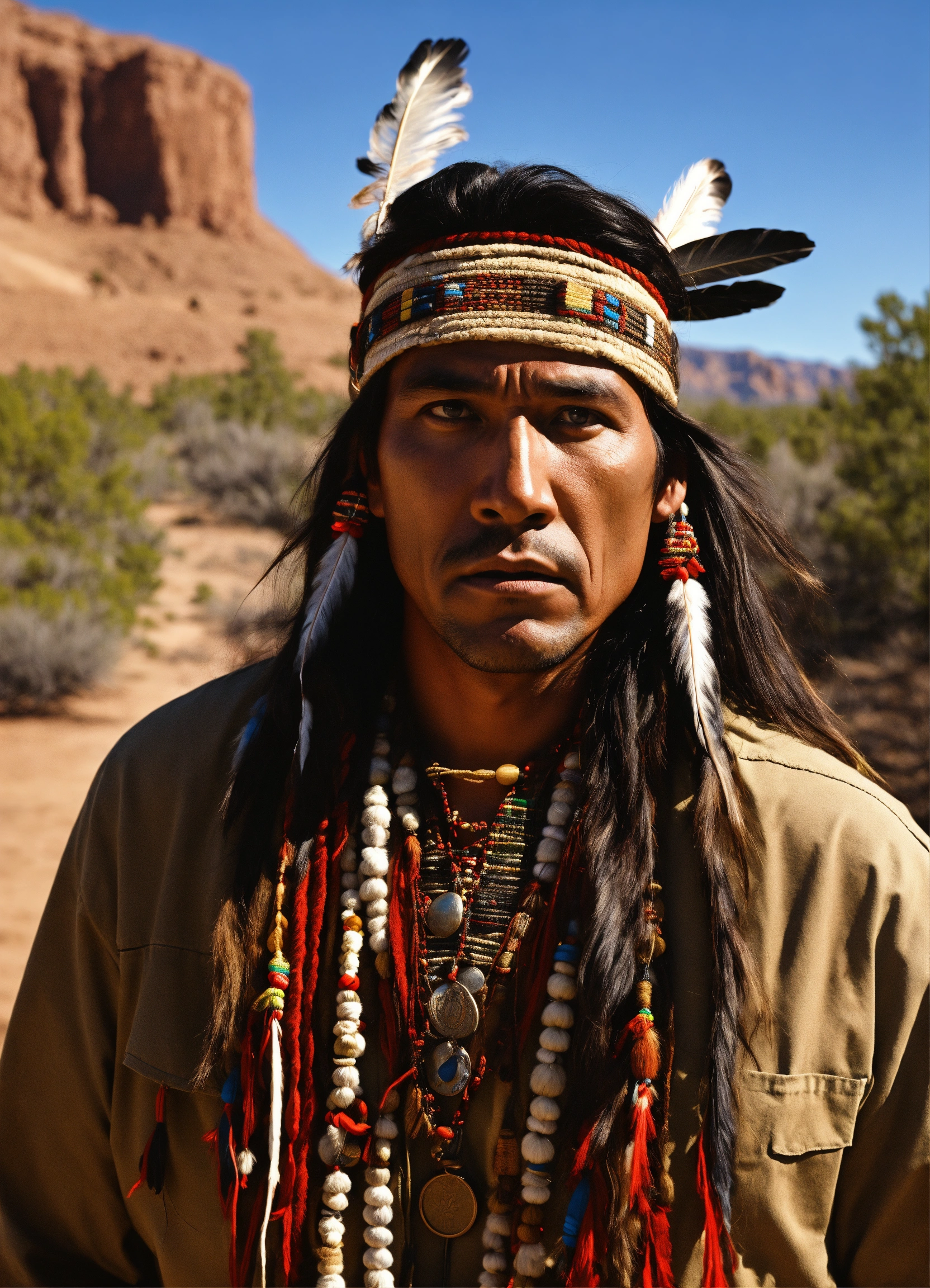 Lexica - Native american National Park man scare expressive no shadow ...