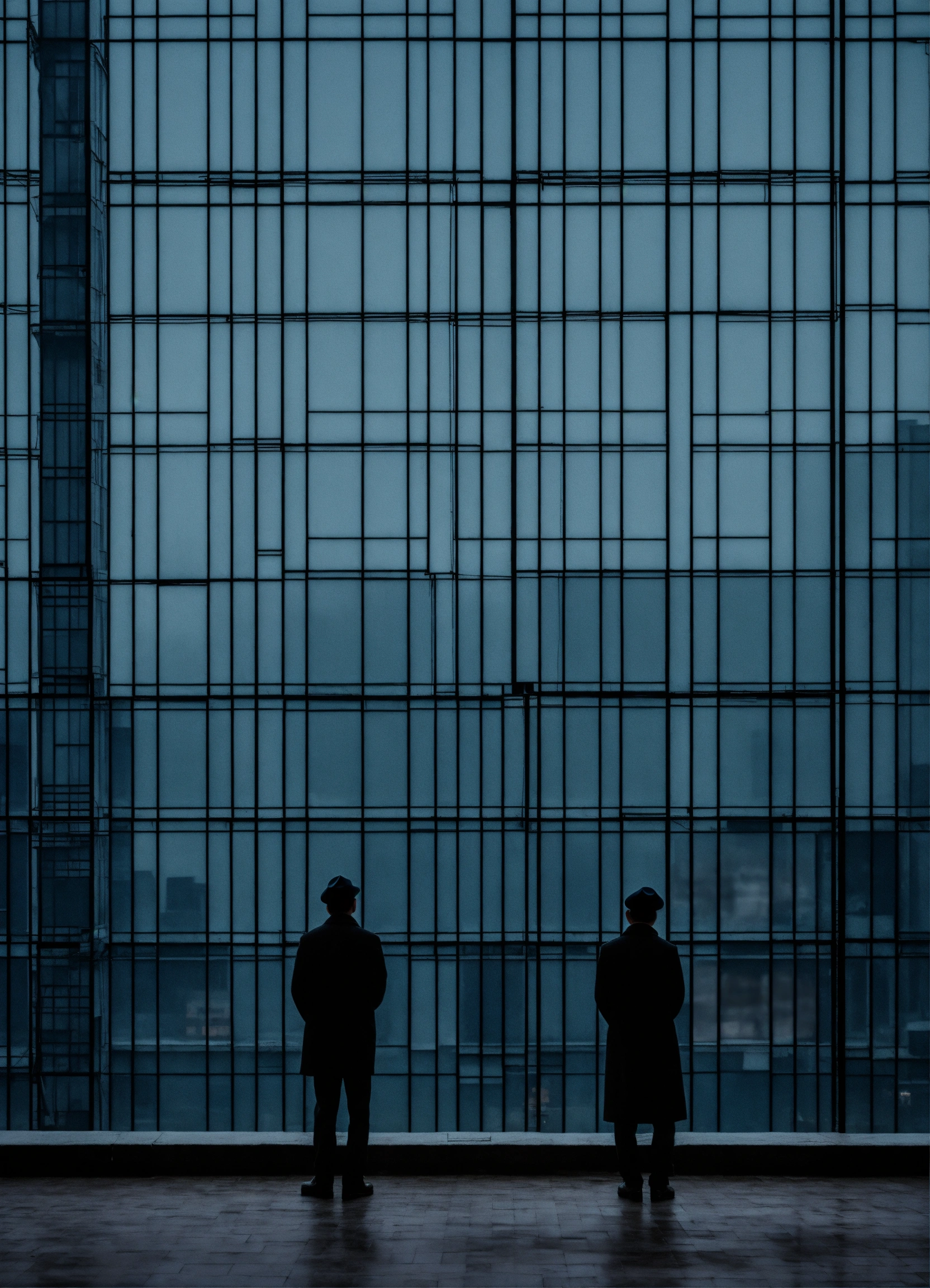 Lexica - Isolated humans look over tall building windows, in the style ...