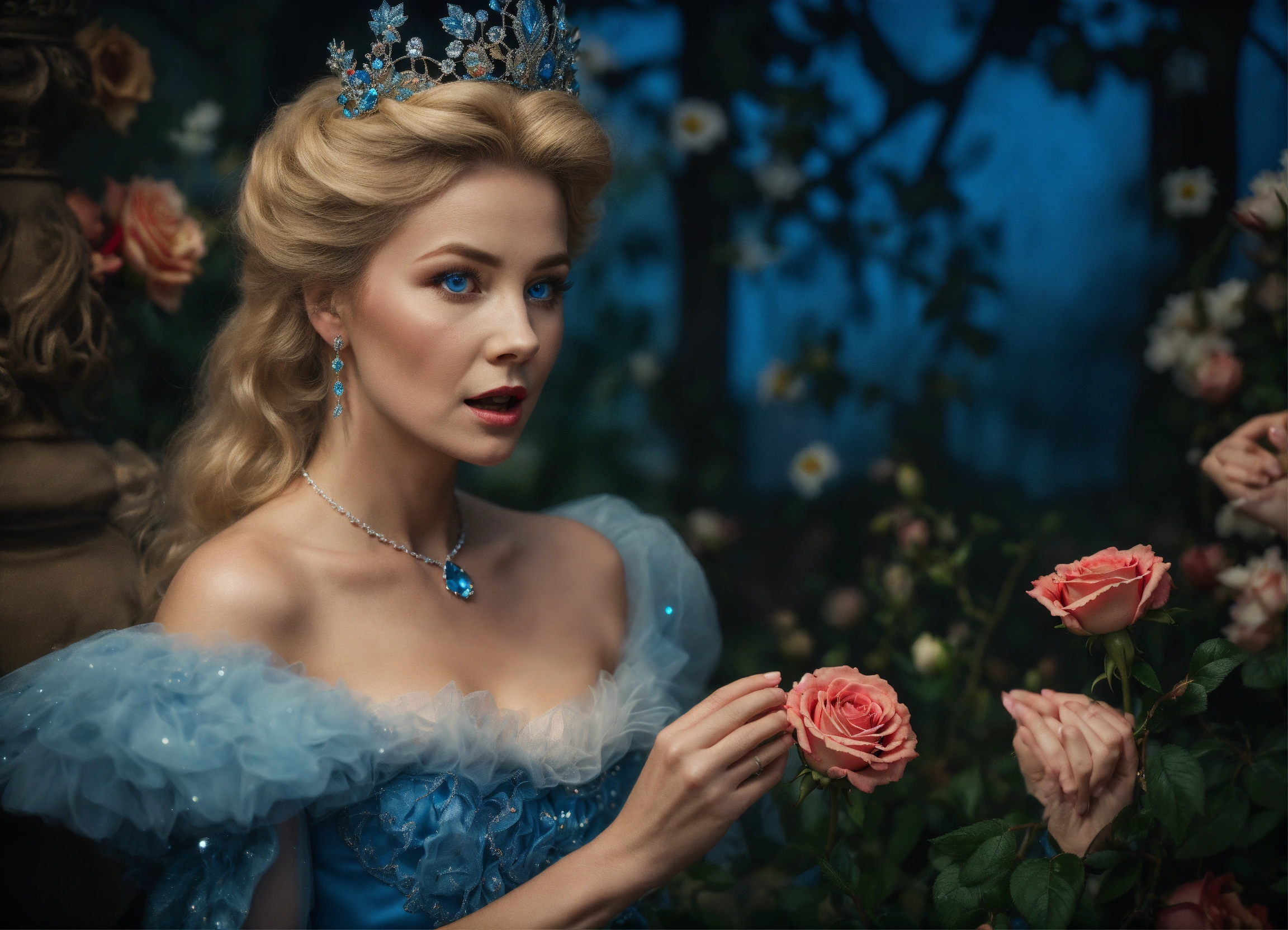 Lexica - Blond Cinderella very surprised with an old lady fairy ...
