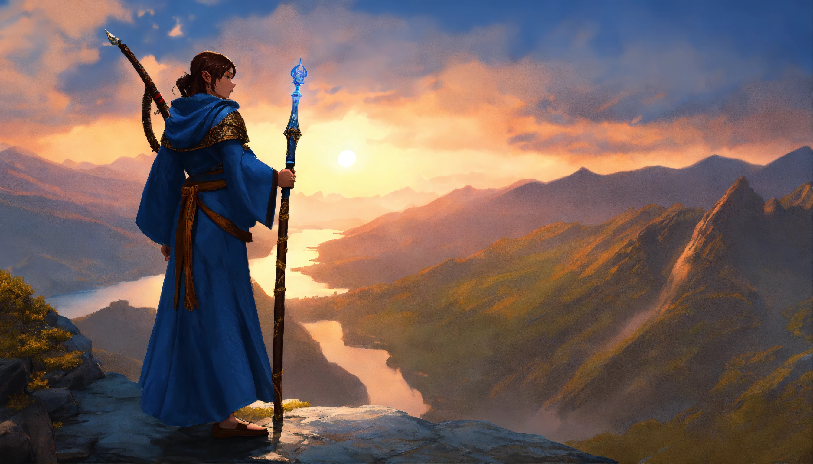 Lexica - Female Blue Dragonborn, holding a staff, wearing a monk robe ...