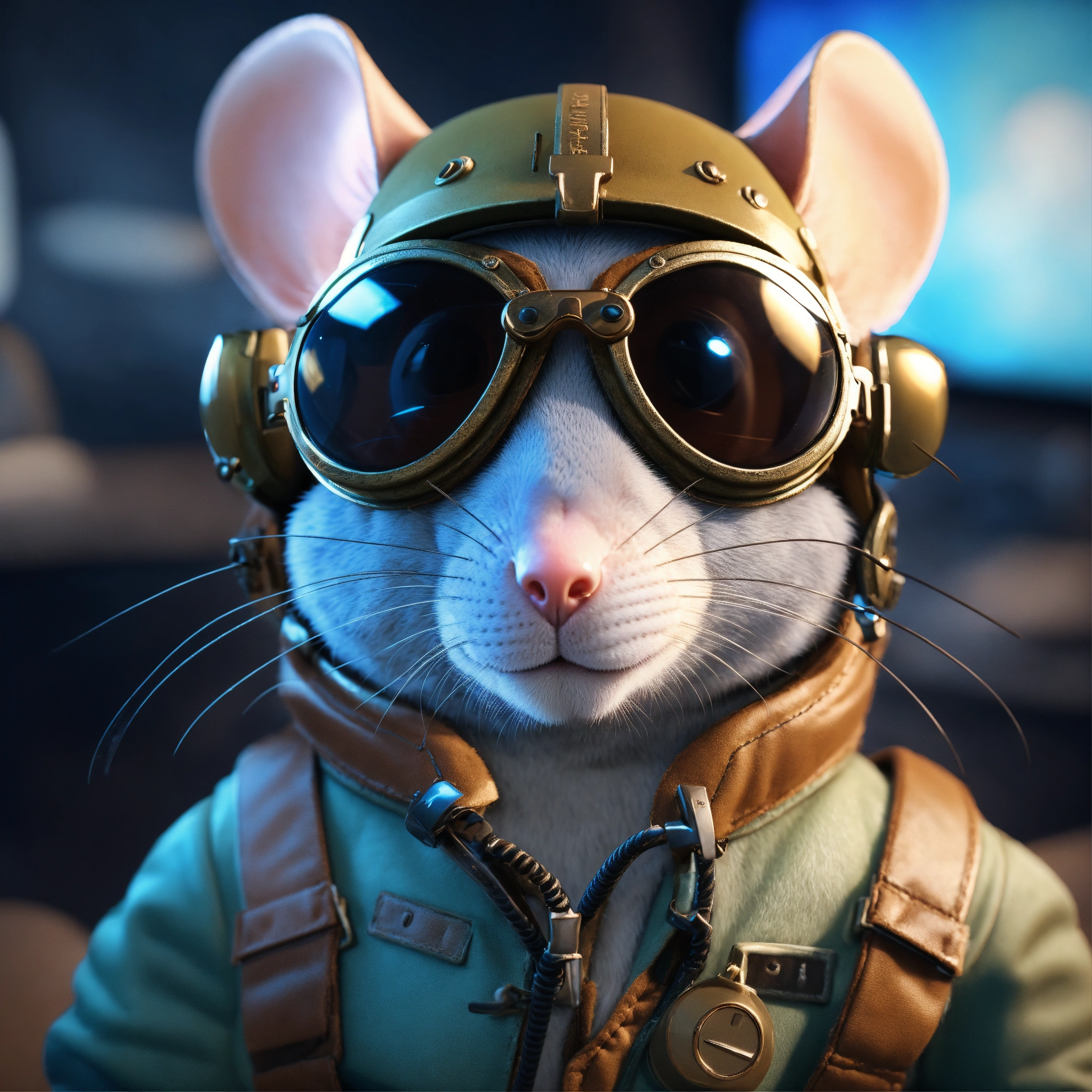 Lexica - A cute mouse pilot wearing aviator goggles, unreal engine ...