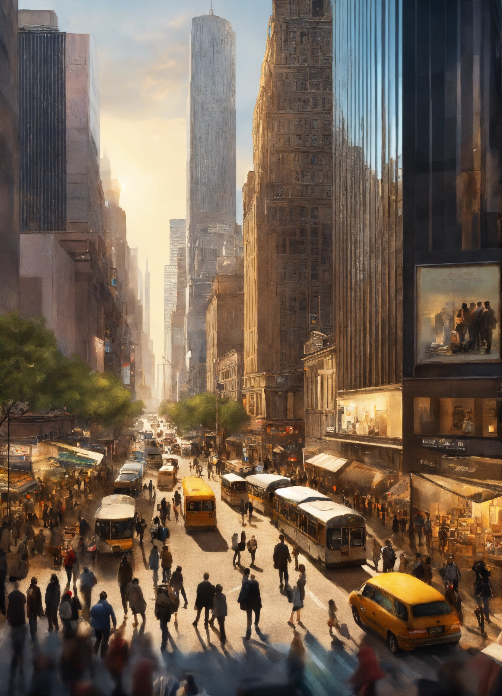 Lexica - Realistic image of a busy city with people hustling around ...