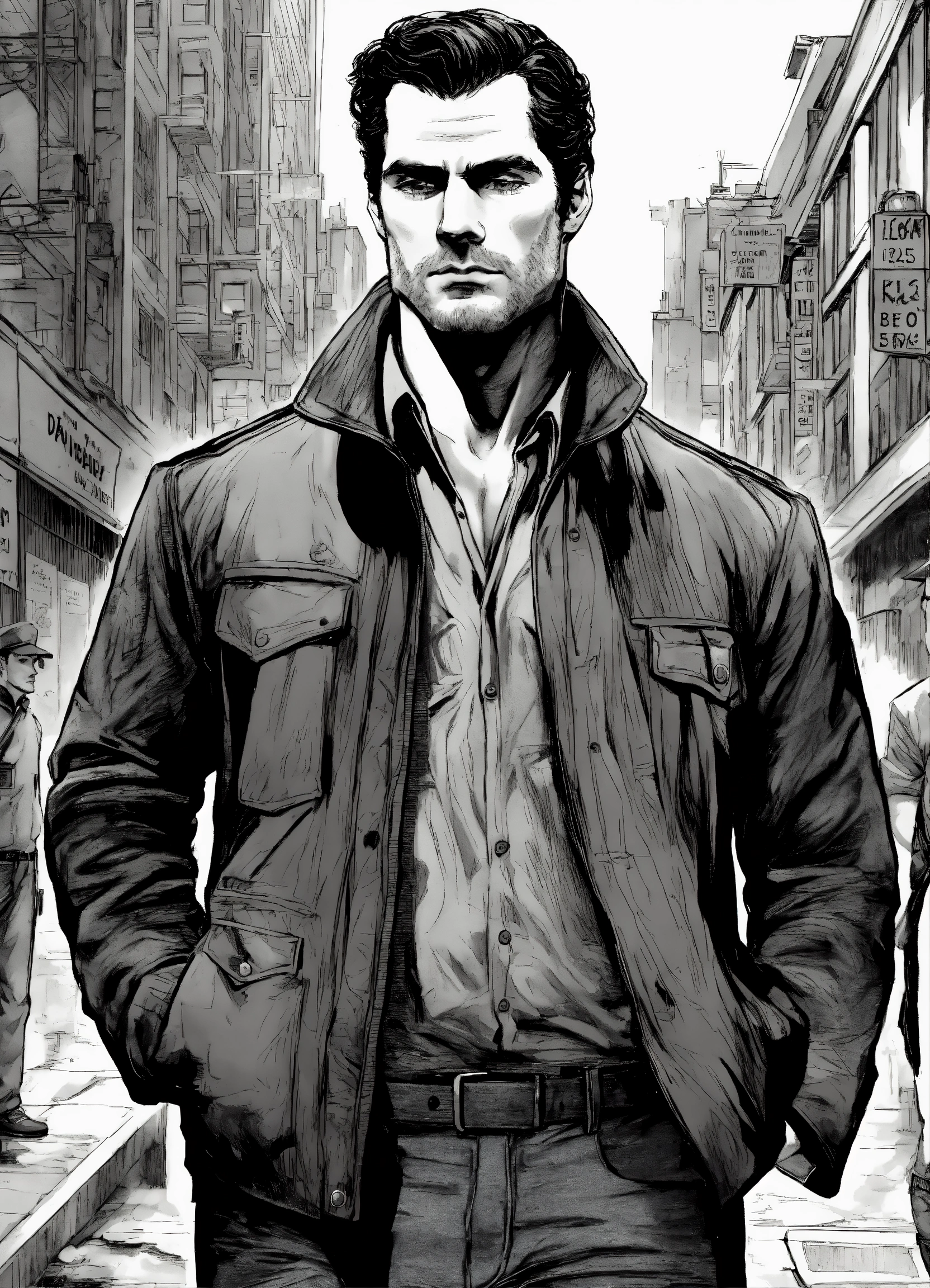 Lexica - Black & White gritty and grainy Illustration Jacques Tardi or ...