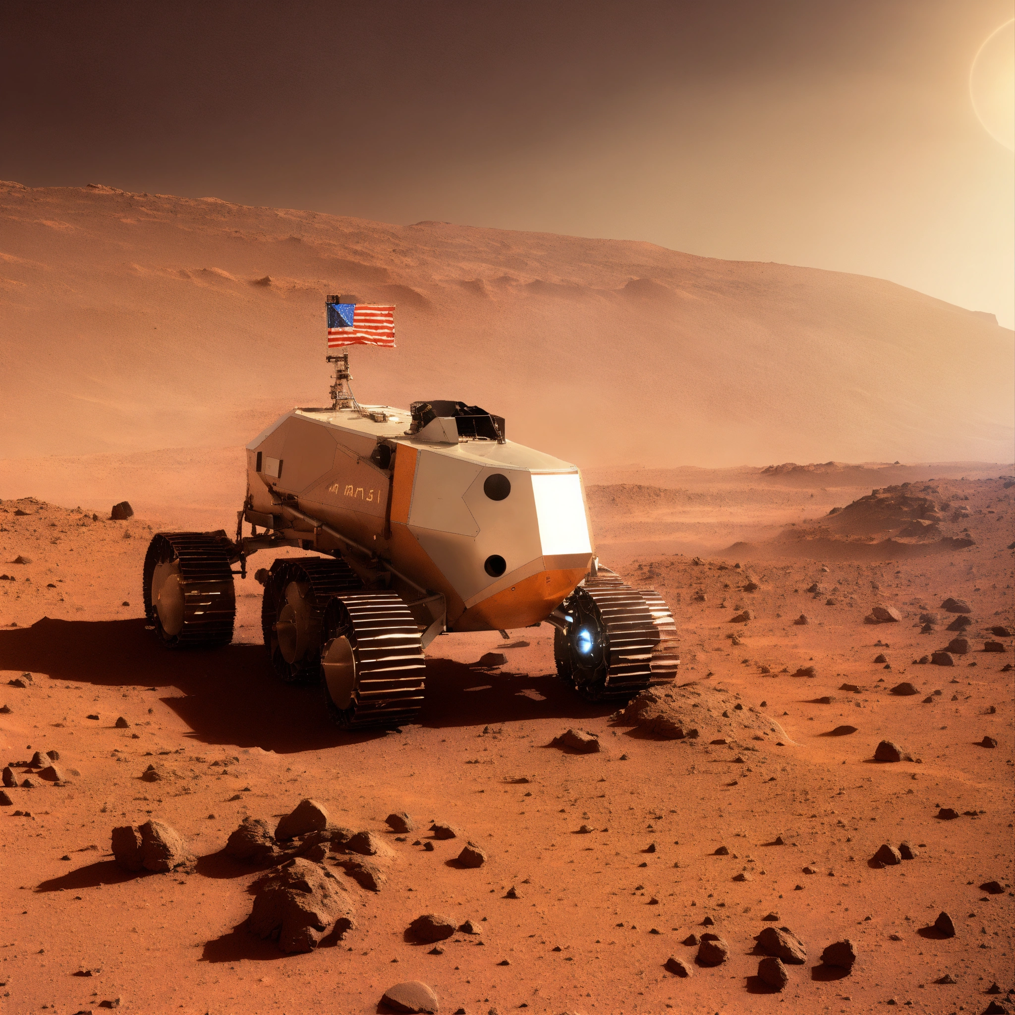 Lexica - Picture of construction on mars using space age technology