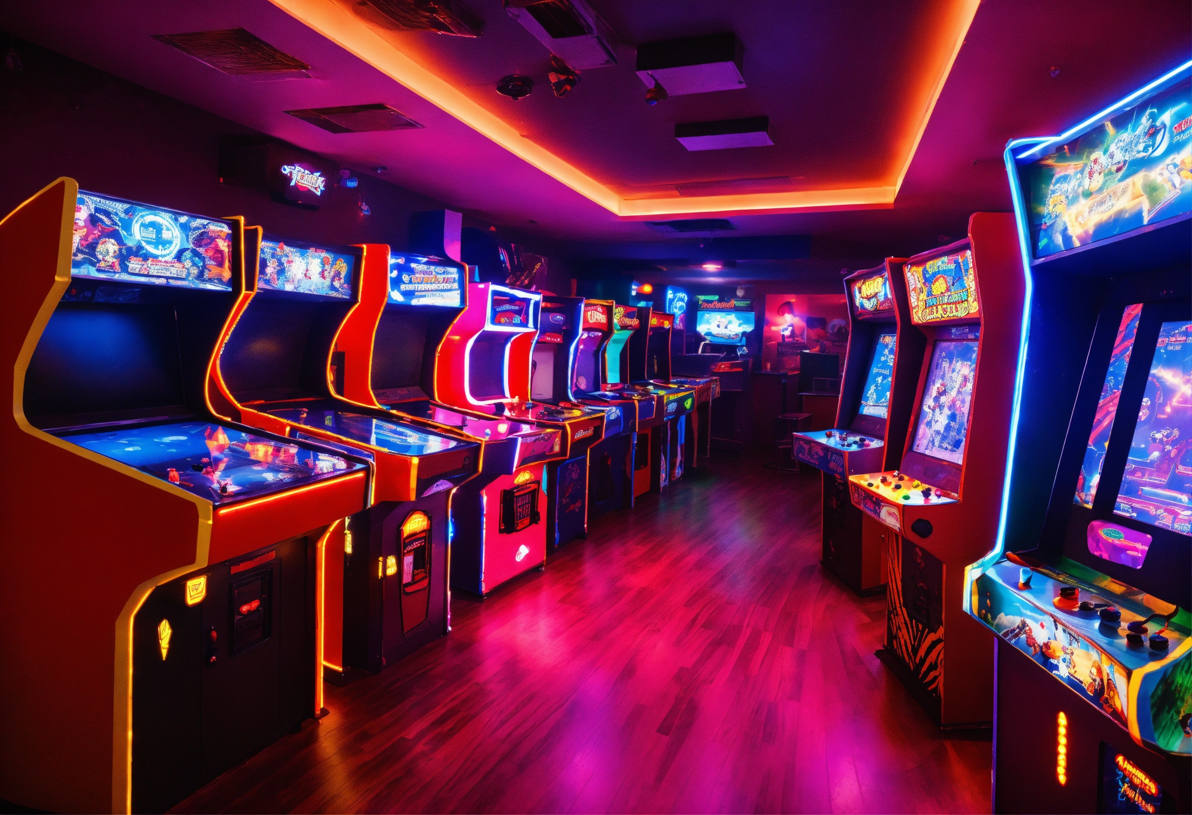 Lexica - Sci Fi tech arcade with lots of lights, many retro stand up ...