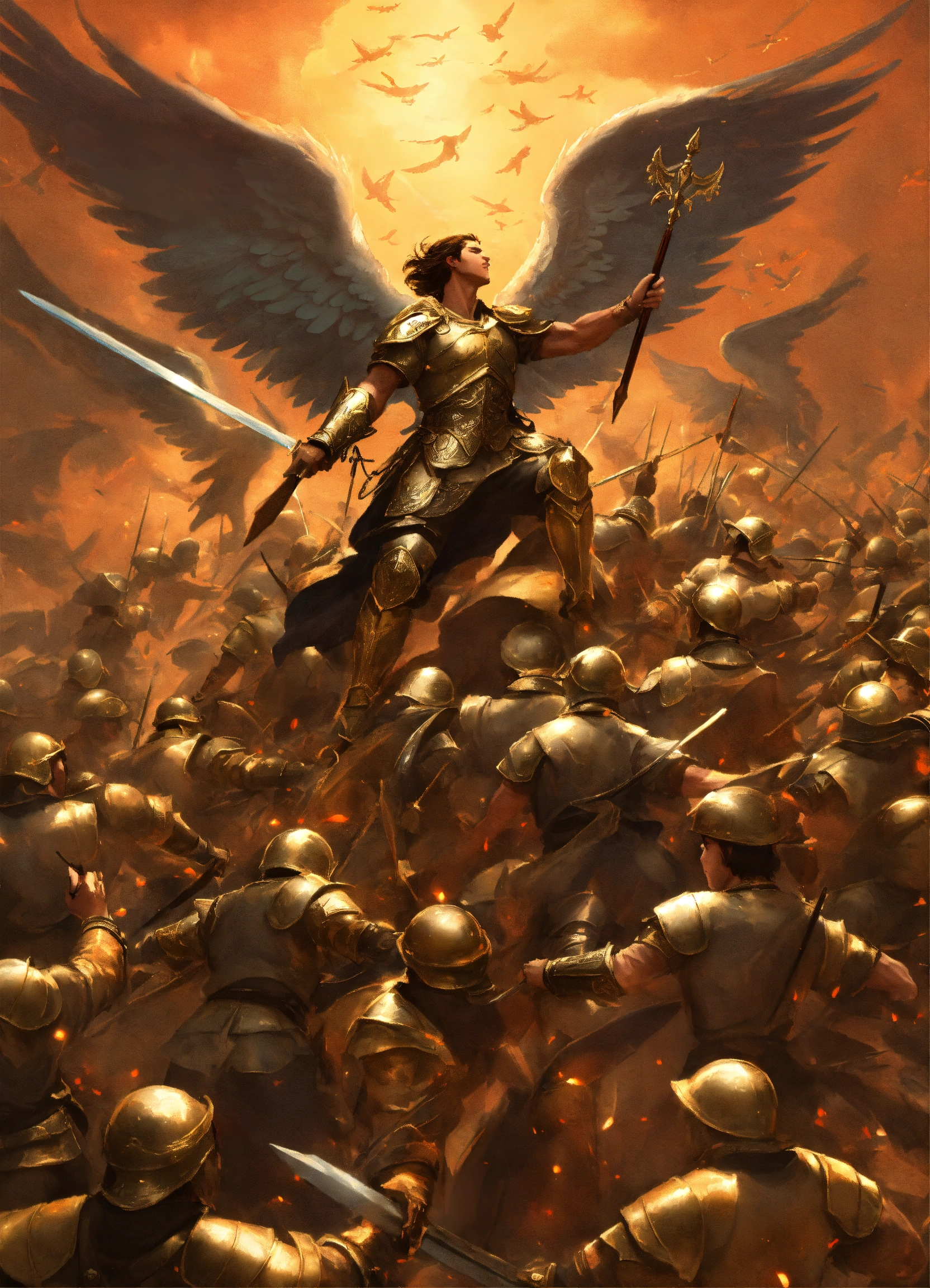Lexica - One angel fighting an army of warriors