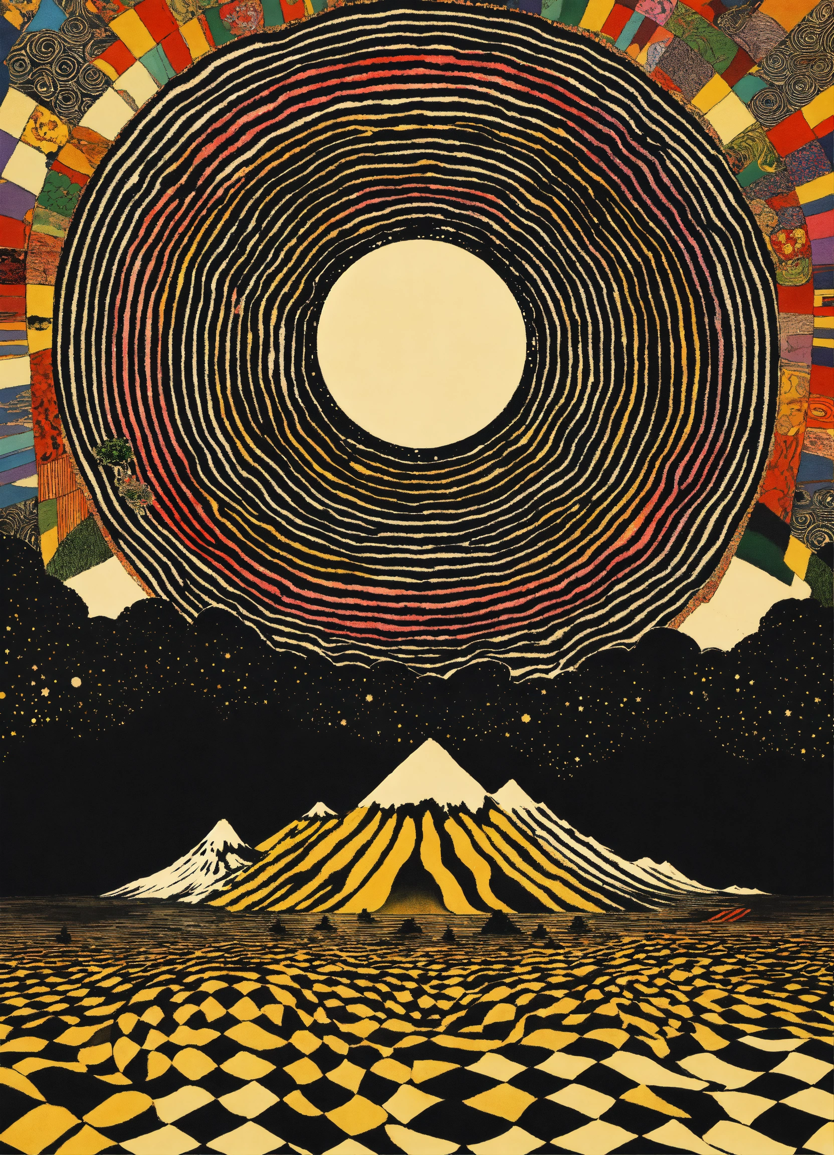 Lexica - Japanese vintage poster ,oriental , psychedelic realm , nebula ...