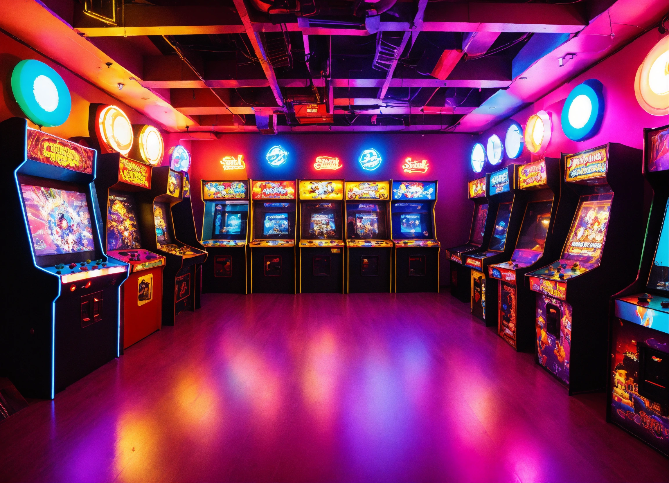 Lexica - Sci Fi retro arcade with lots of lights and a central circular ...