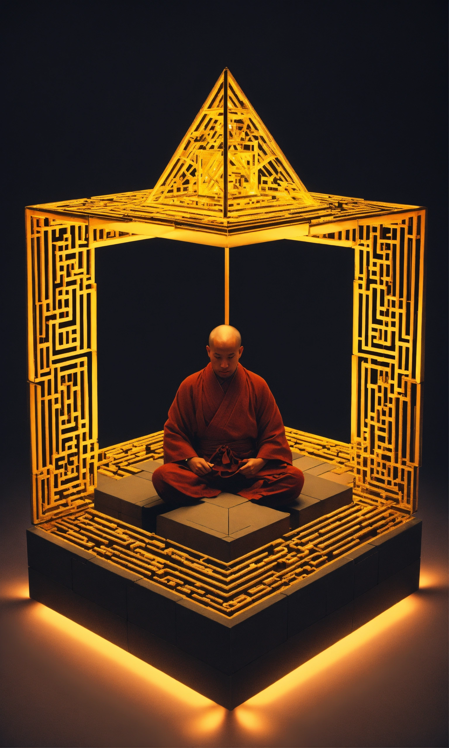 Lexica - Sitting Taoist monk tesseract body fractal three point ...