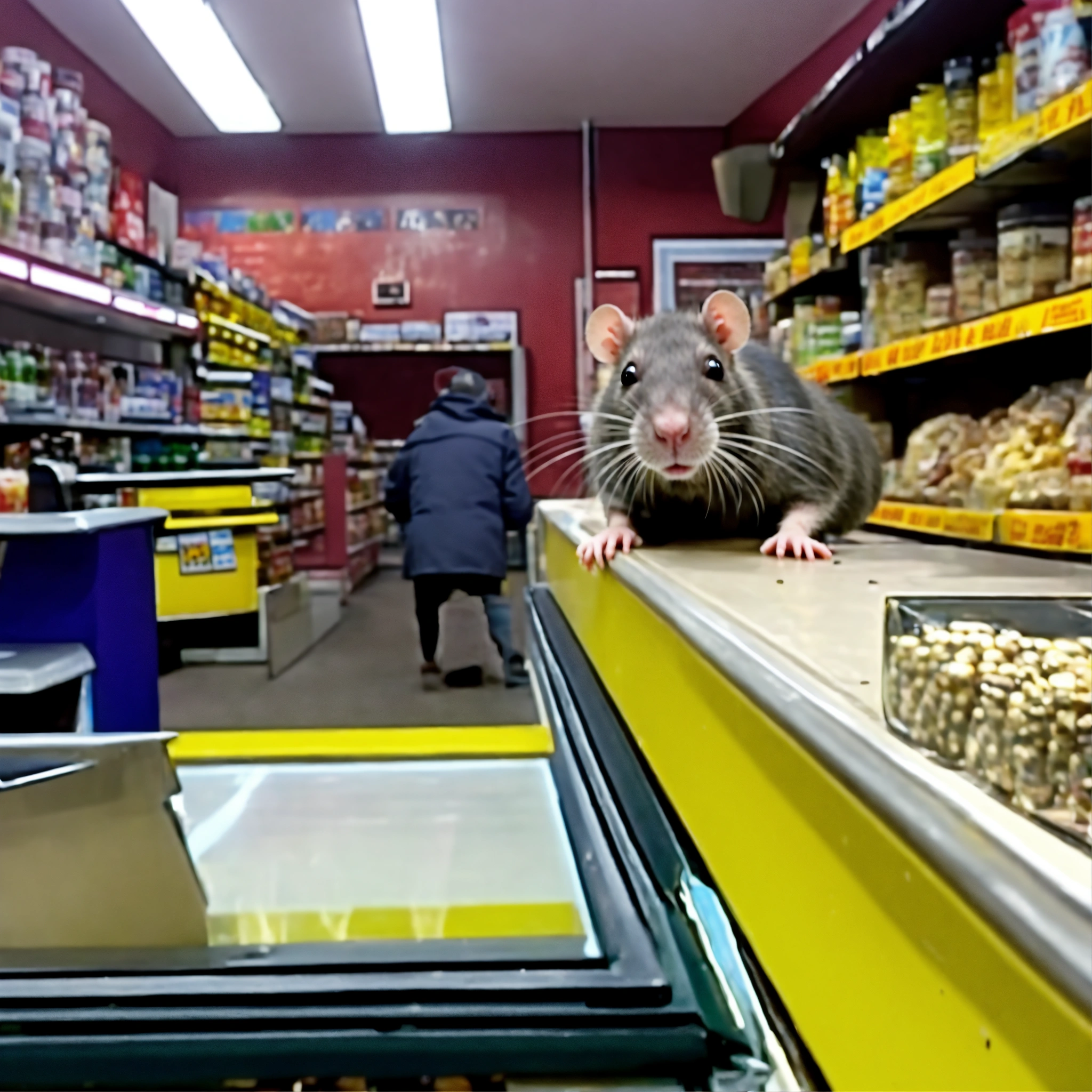 Lexica - Human like rat robbing store cctv recording