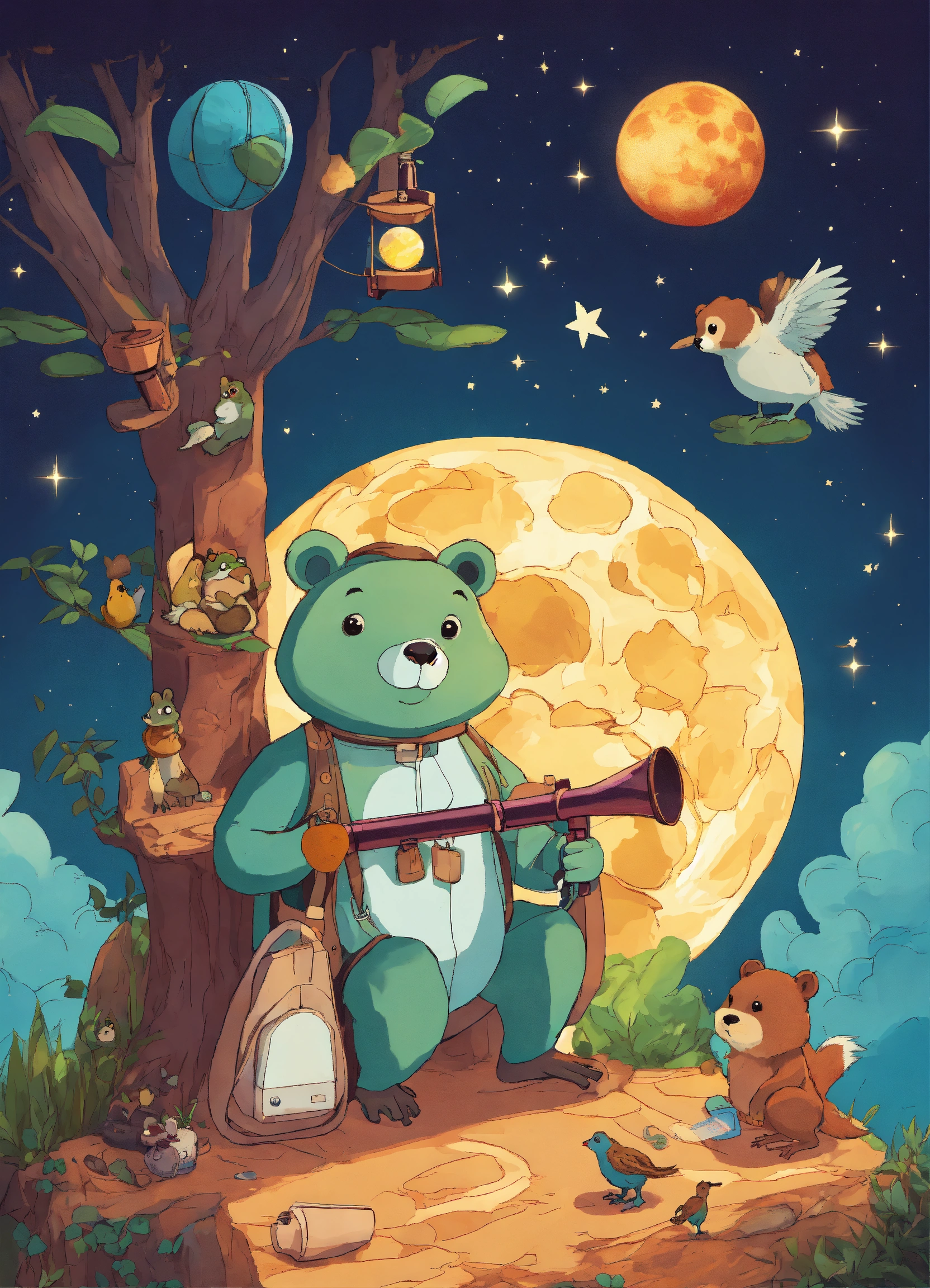 Lexica - Bear, Frog, Bird, squirrel, life wood, dream bear travel to ...