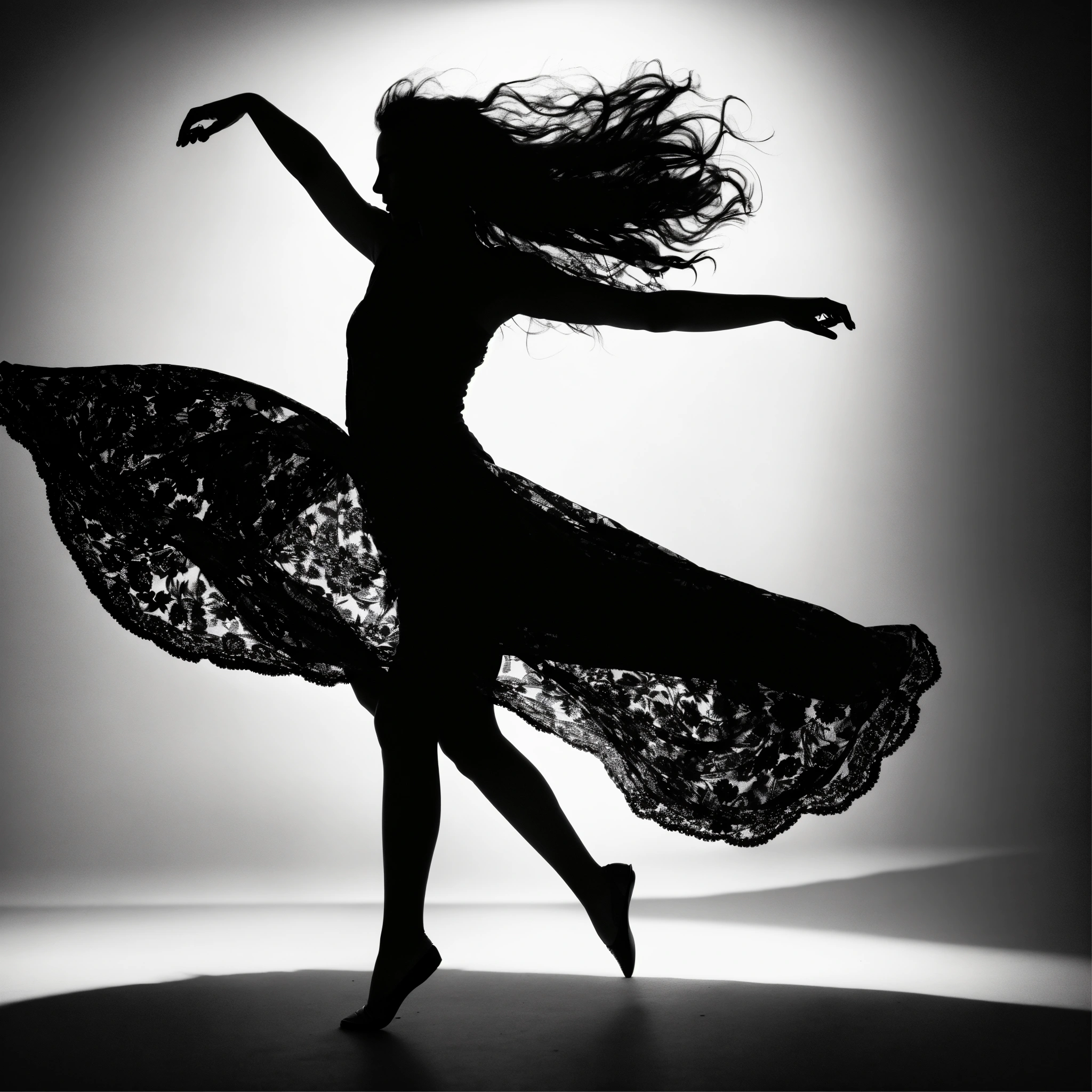 Lexica - Shadow in a white background of a woman dancing
