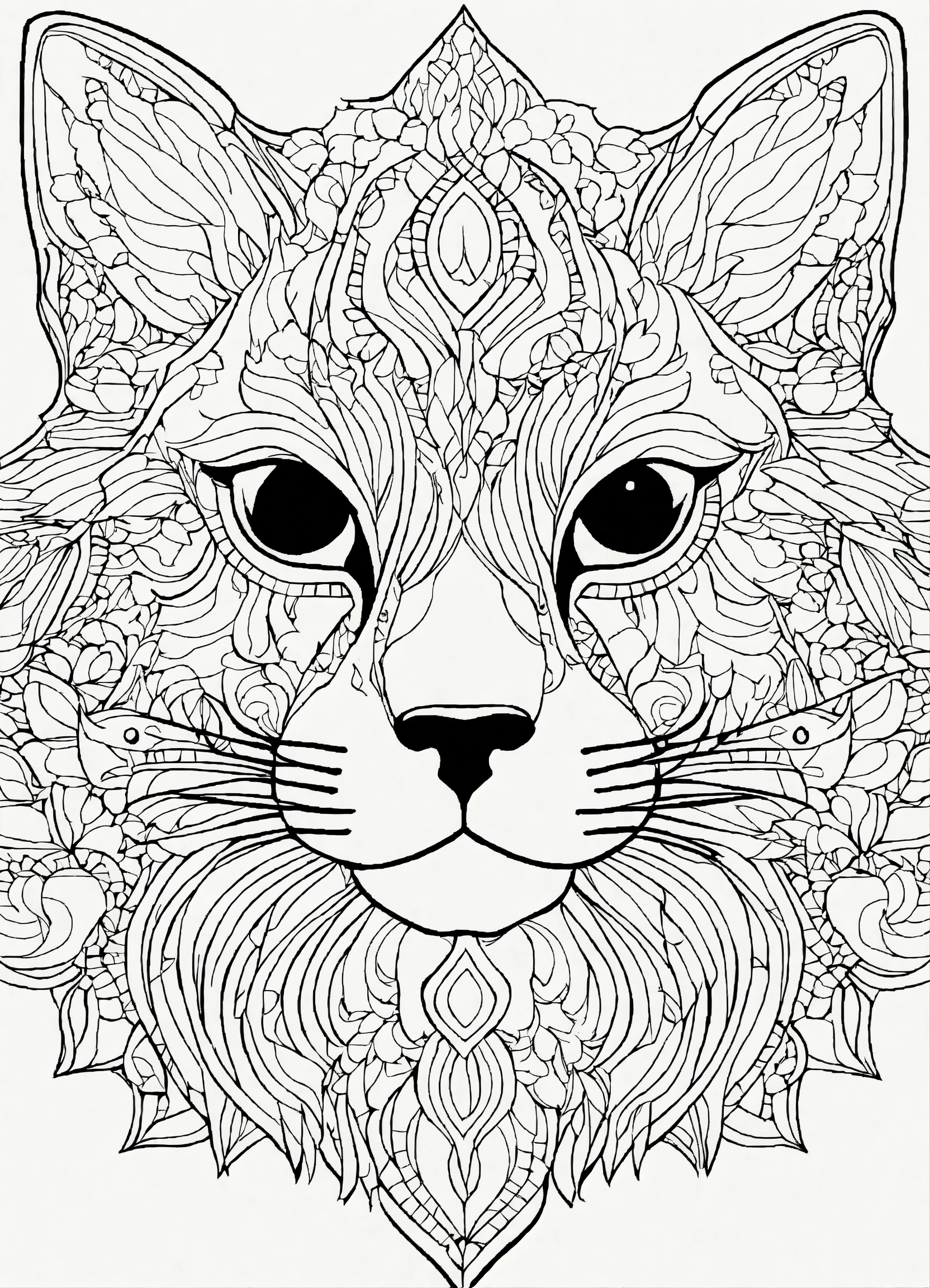 Lexica - Coloring page for adults, bold lines, dark lines, mandala ...