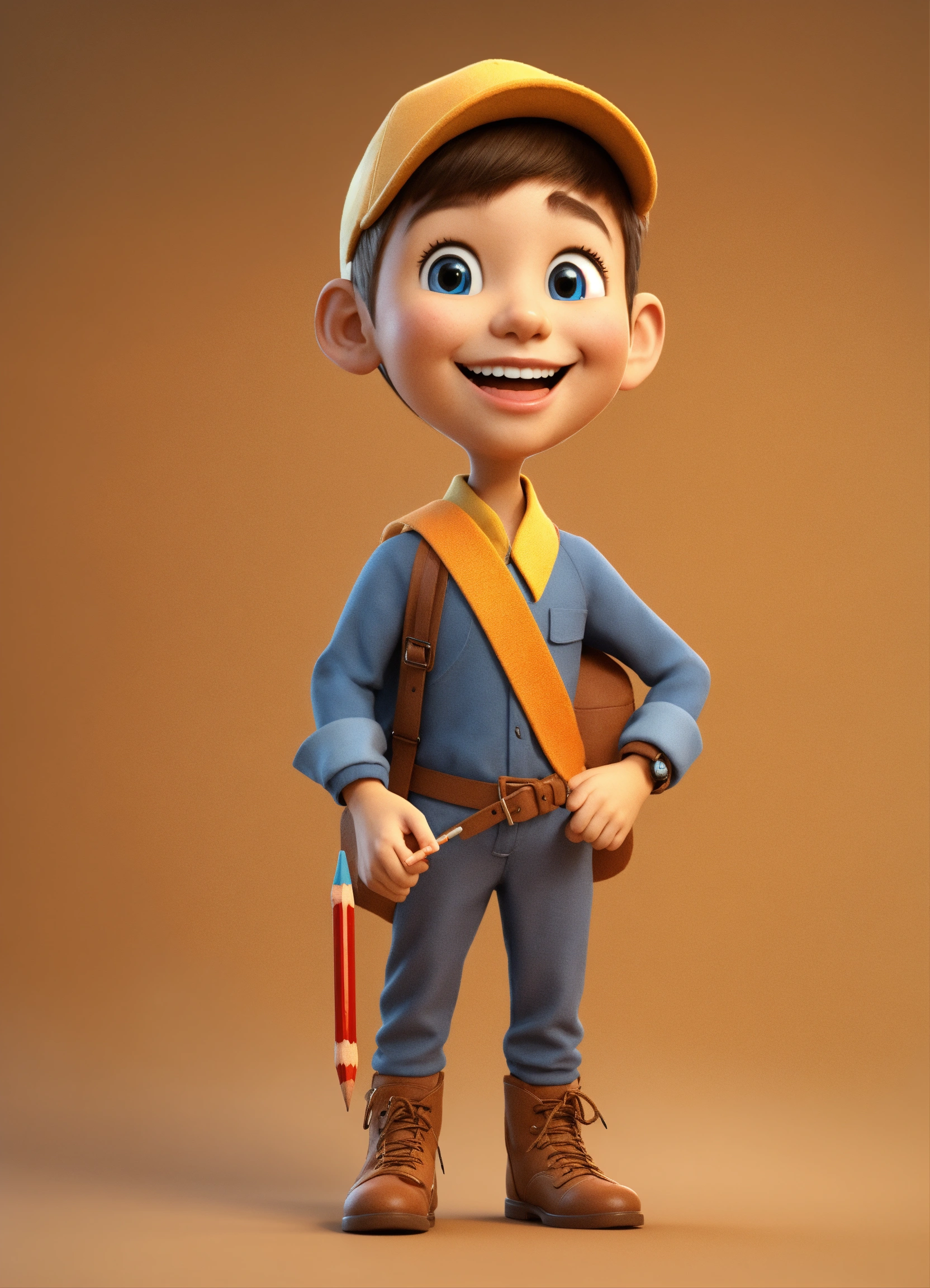 Lexica - A cute human pencil, smiling and pointing. Realistic 3D style