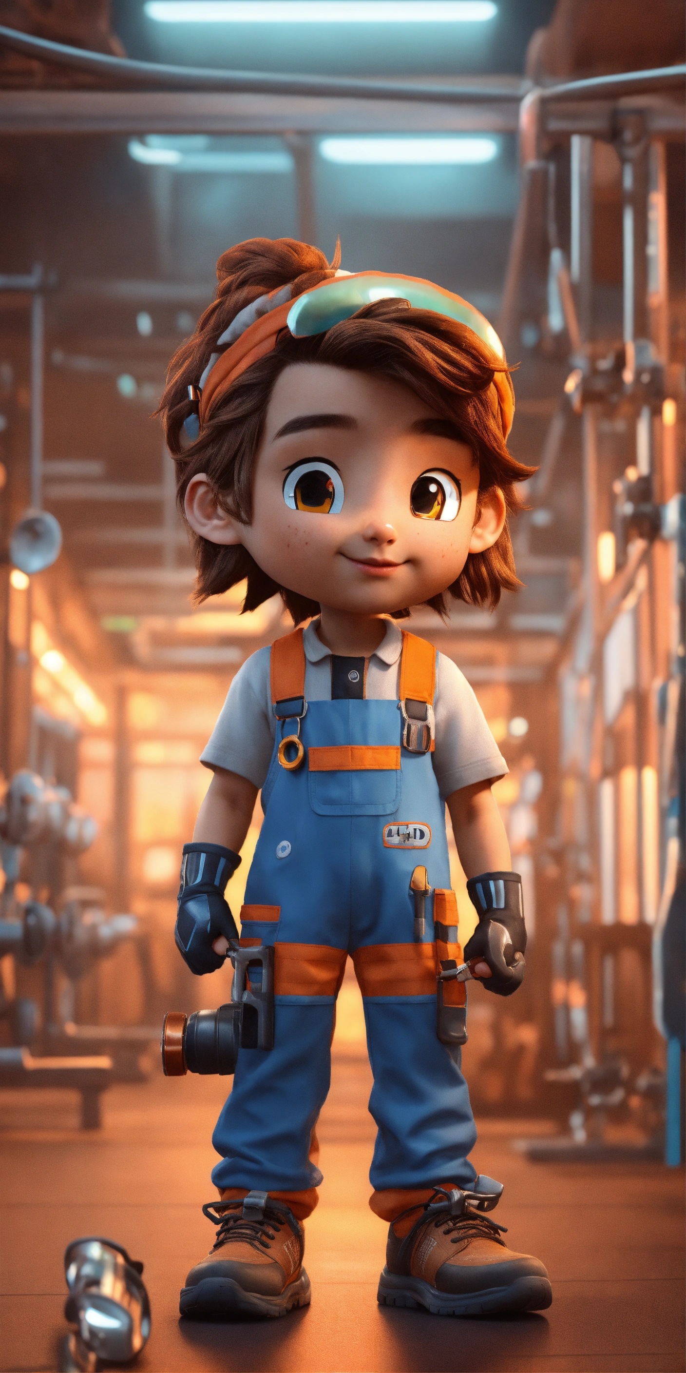 Lexica - Full-body 4D photographic image dressed as a mechanic, holding ...