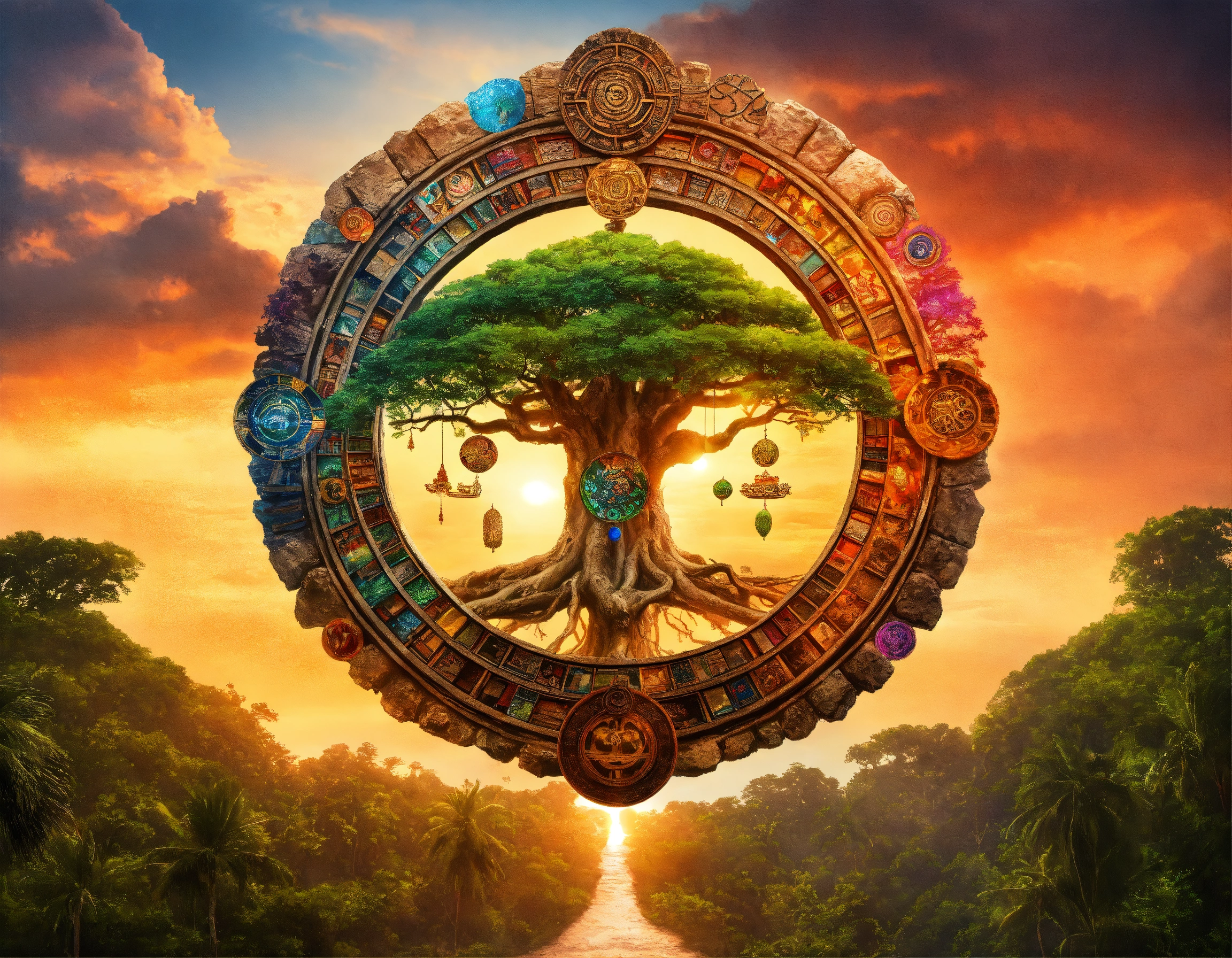 Lexica - Photo realistic image of the mayan tree of earth, with the 7 ...