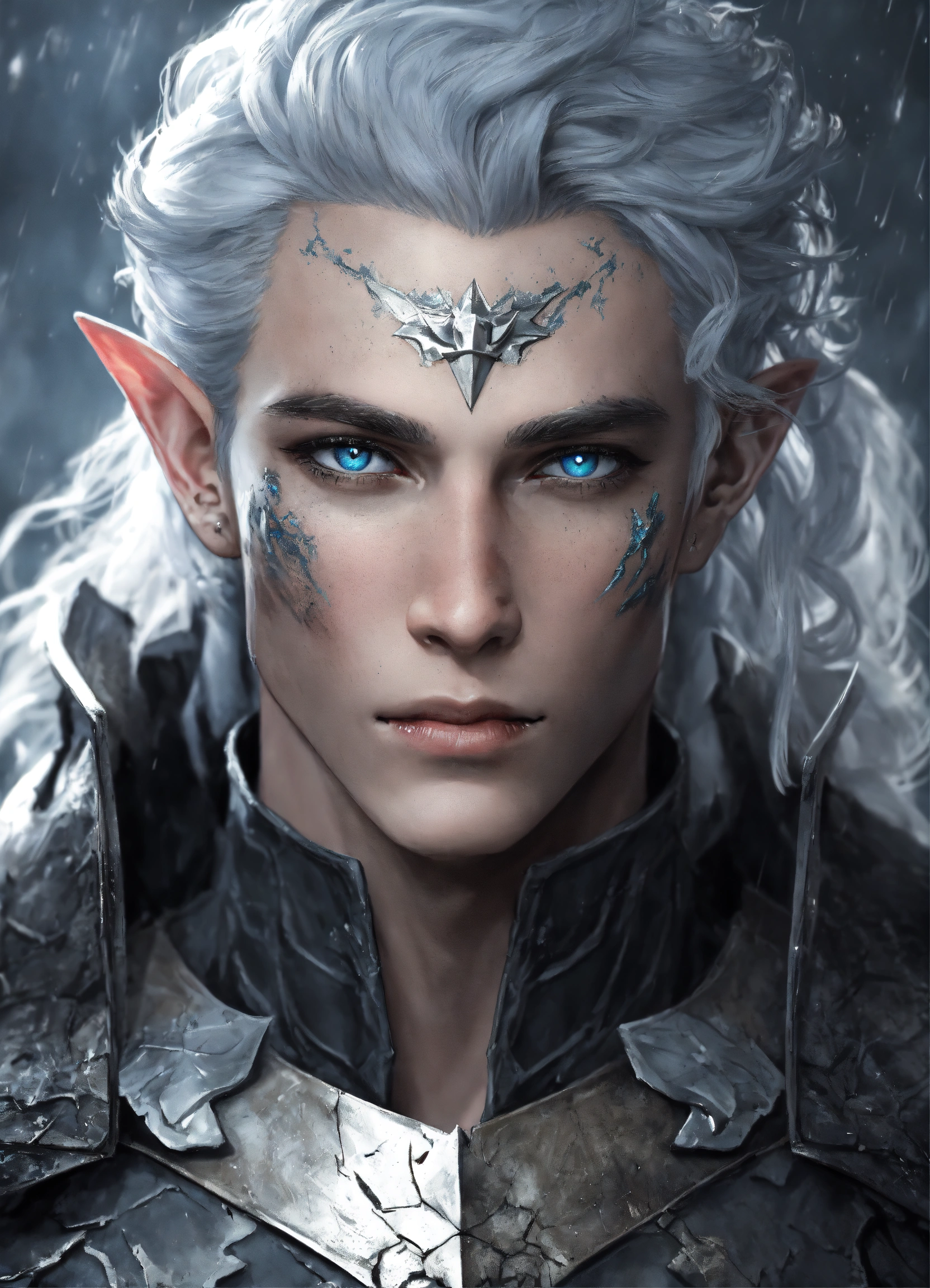 Lexica - Fantasy portrait of a ash-grey skinned elf, masculine ...