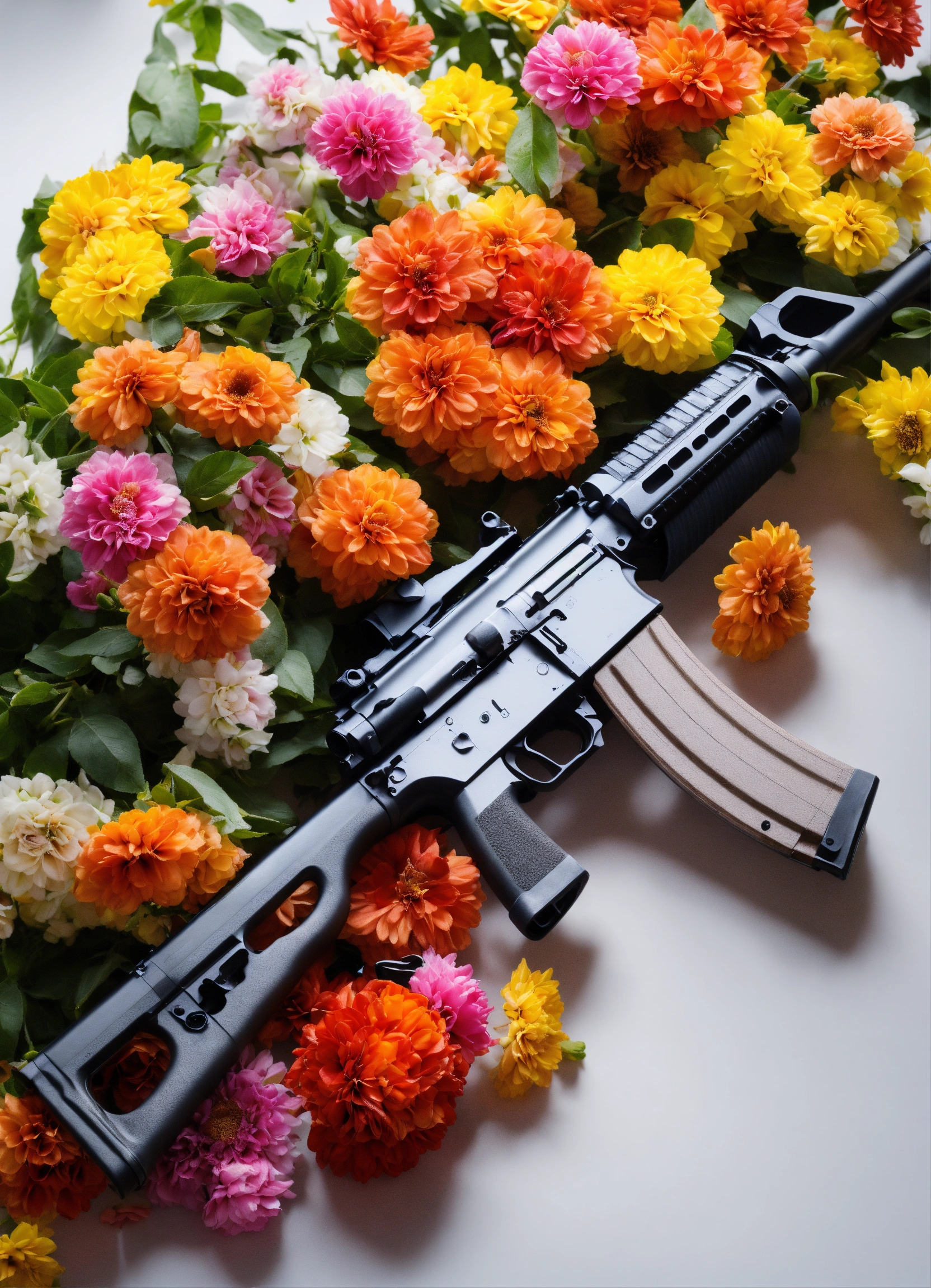 Lexica - Kalashnikov assault rifle on a white background. composed of ...