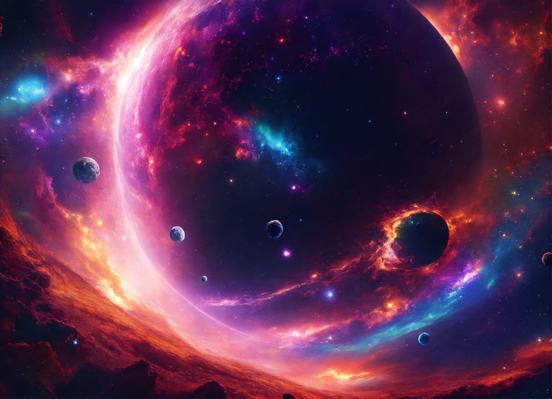 Lexica - Deep space with alot of bright colors, high resolution, 8k