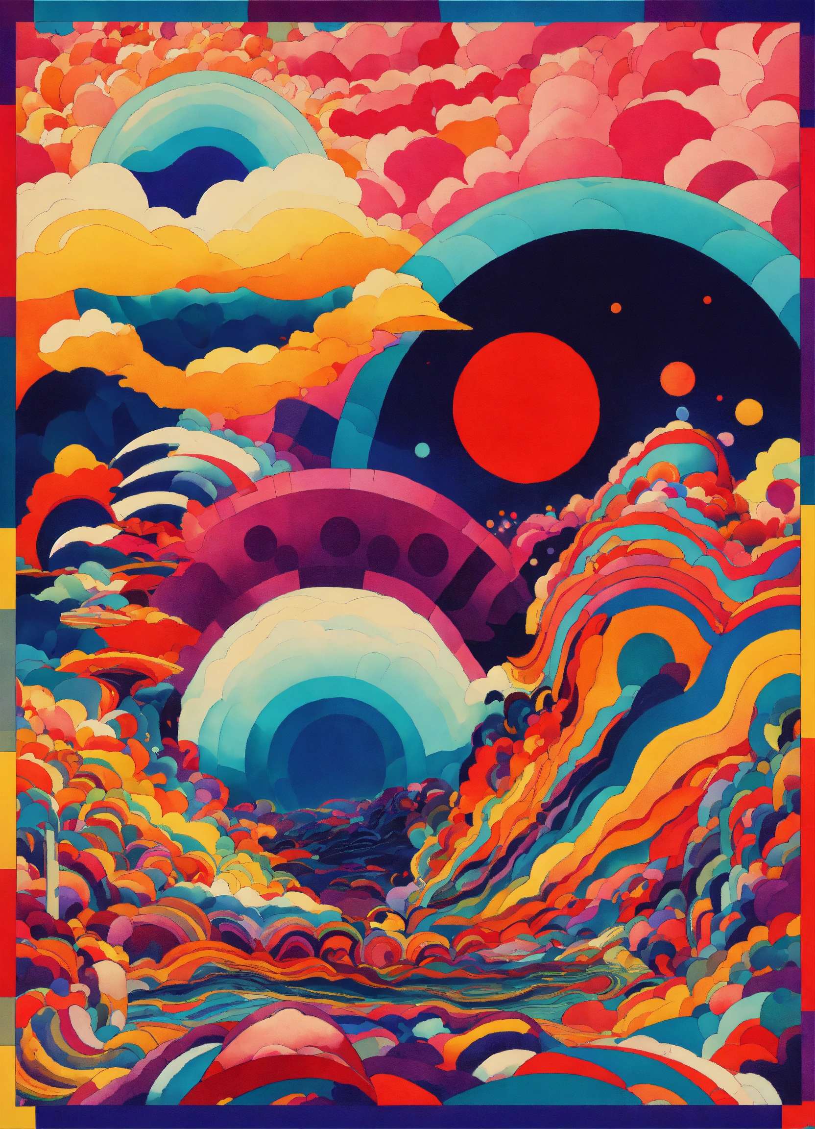 Lexica - Japanese vintage poster, mind bending distortions, curved ...