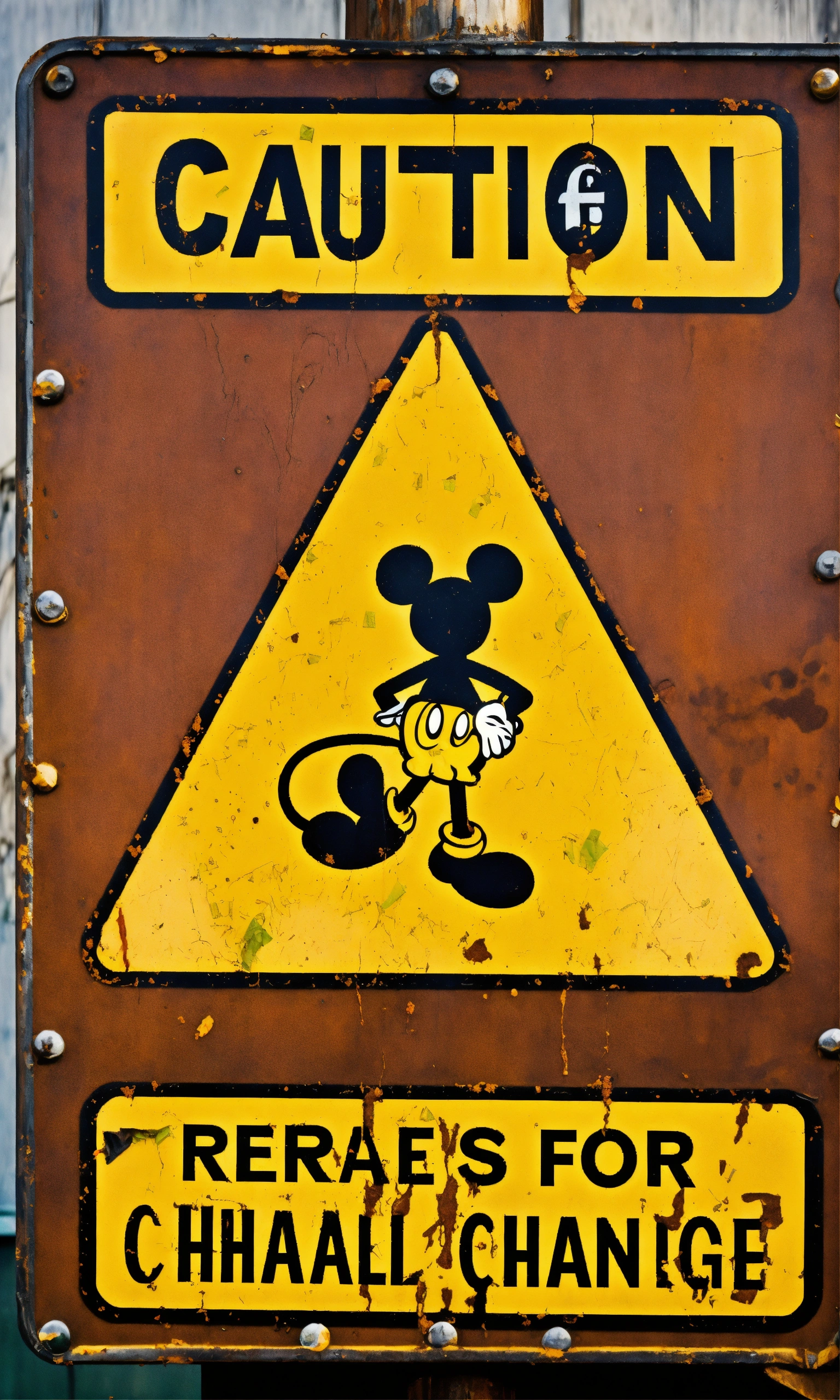 Lexica - Corroded metal hold road sign showing a rotten dollar bill ...