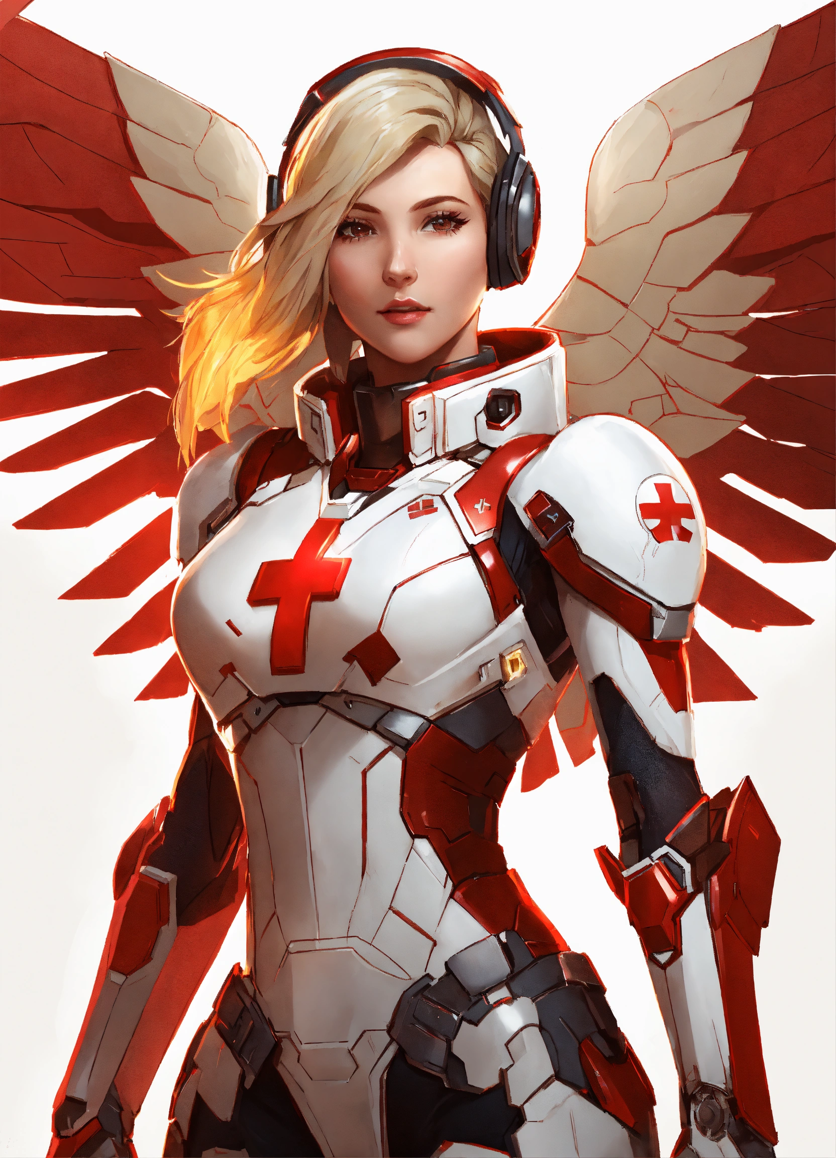 Lexica - Female Mercy Overwatch wearing white Iron Man armor with a ...