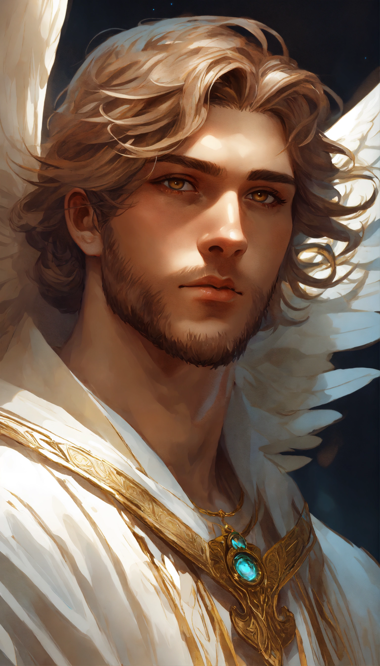 Lexica - Male angel, wings, headshot, art station, 3D, white eyes and ...
