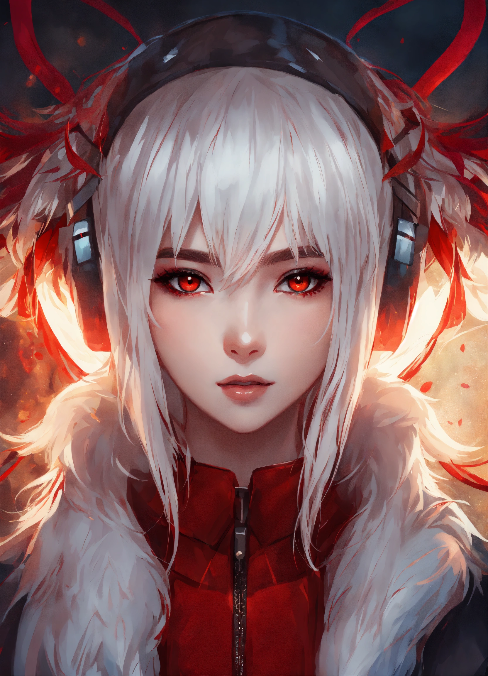 Lexica - Beautiful young woman, white hair, red eyes, digital painting, character art, stylized ...