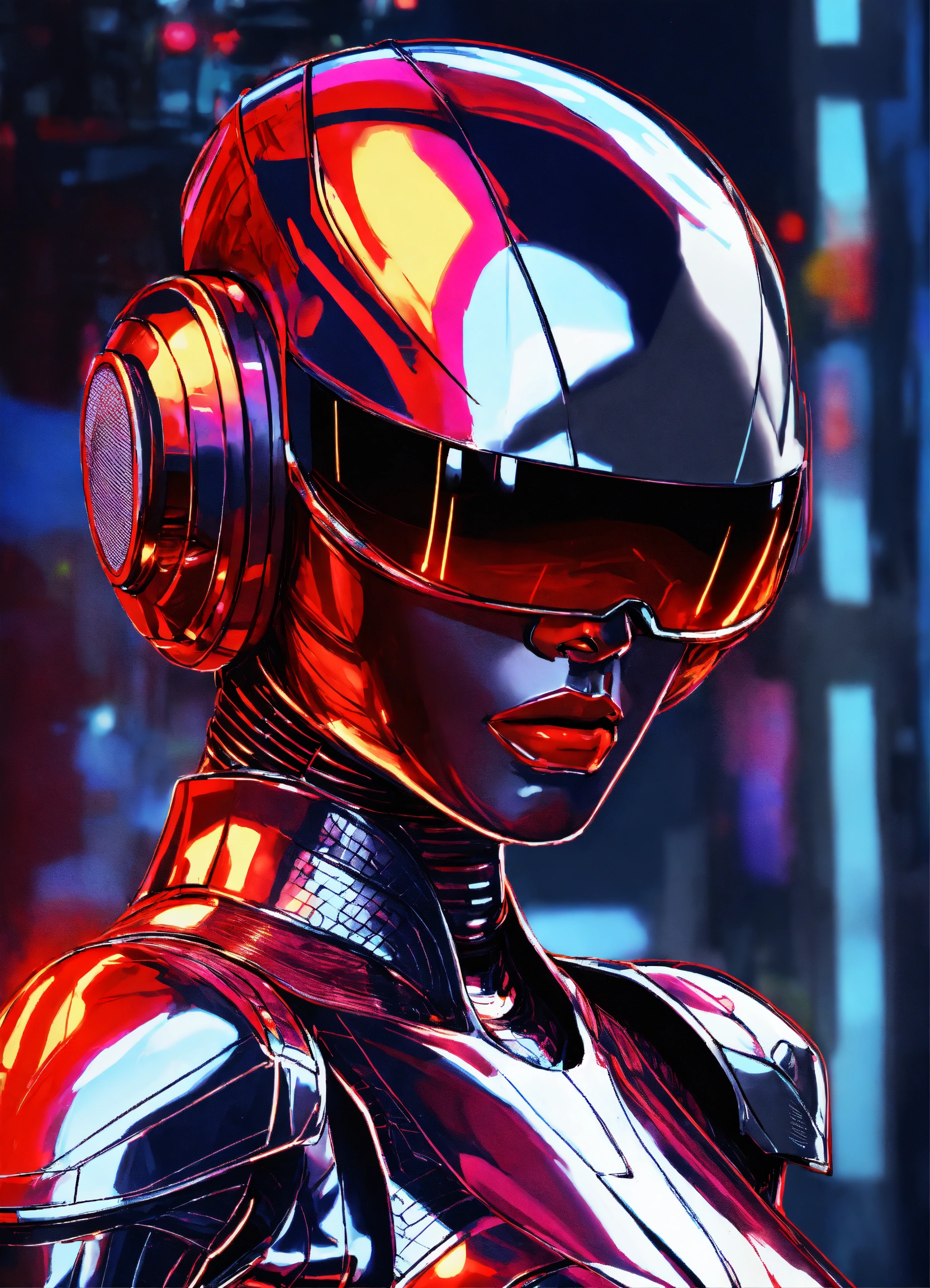 Lexica - Draw beyonce as a silver futuristic robot with shiny ...