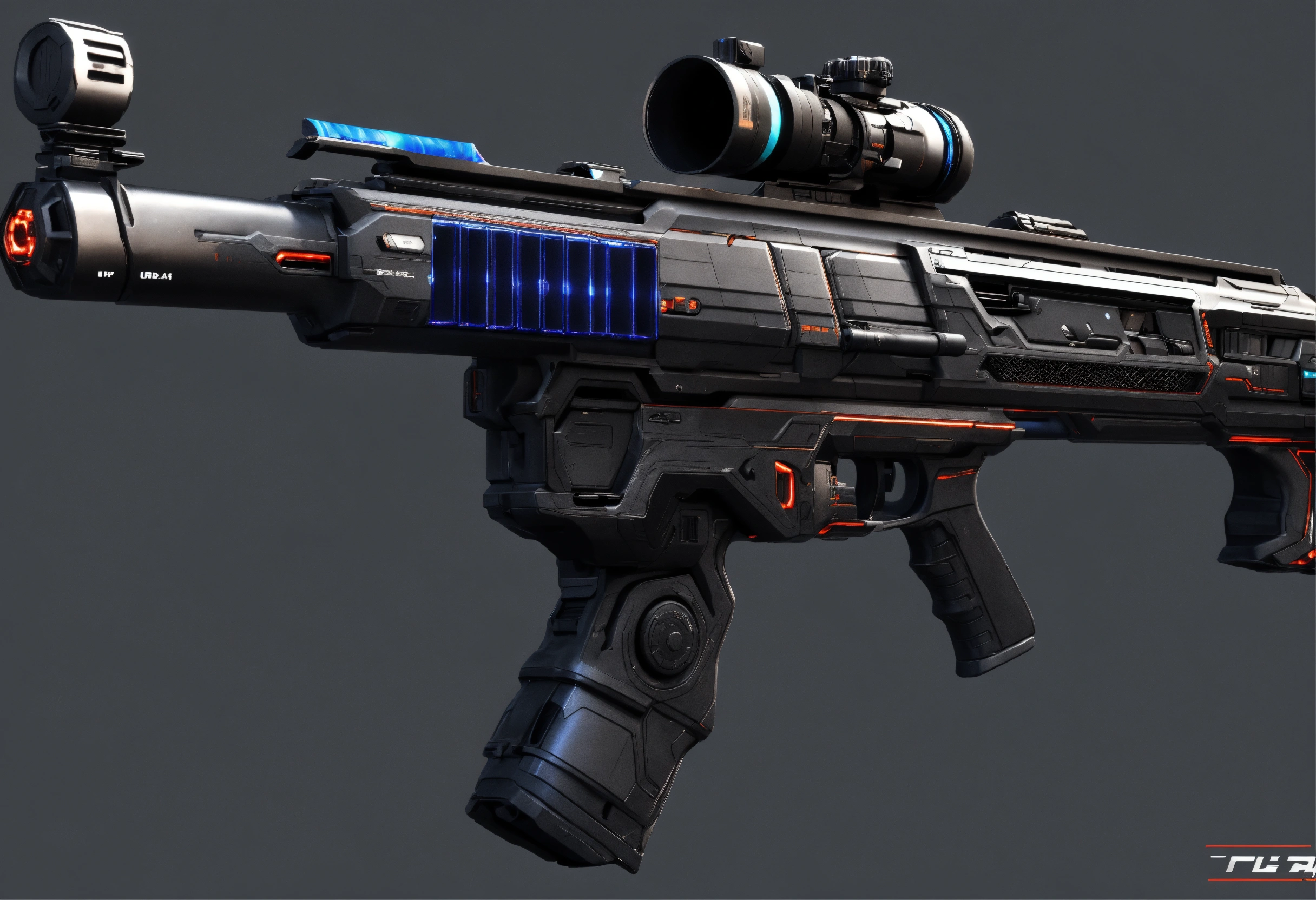 Lexica - Full side view of a black sci fi energy rifle, HD, ultra detailed