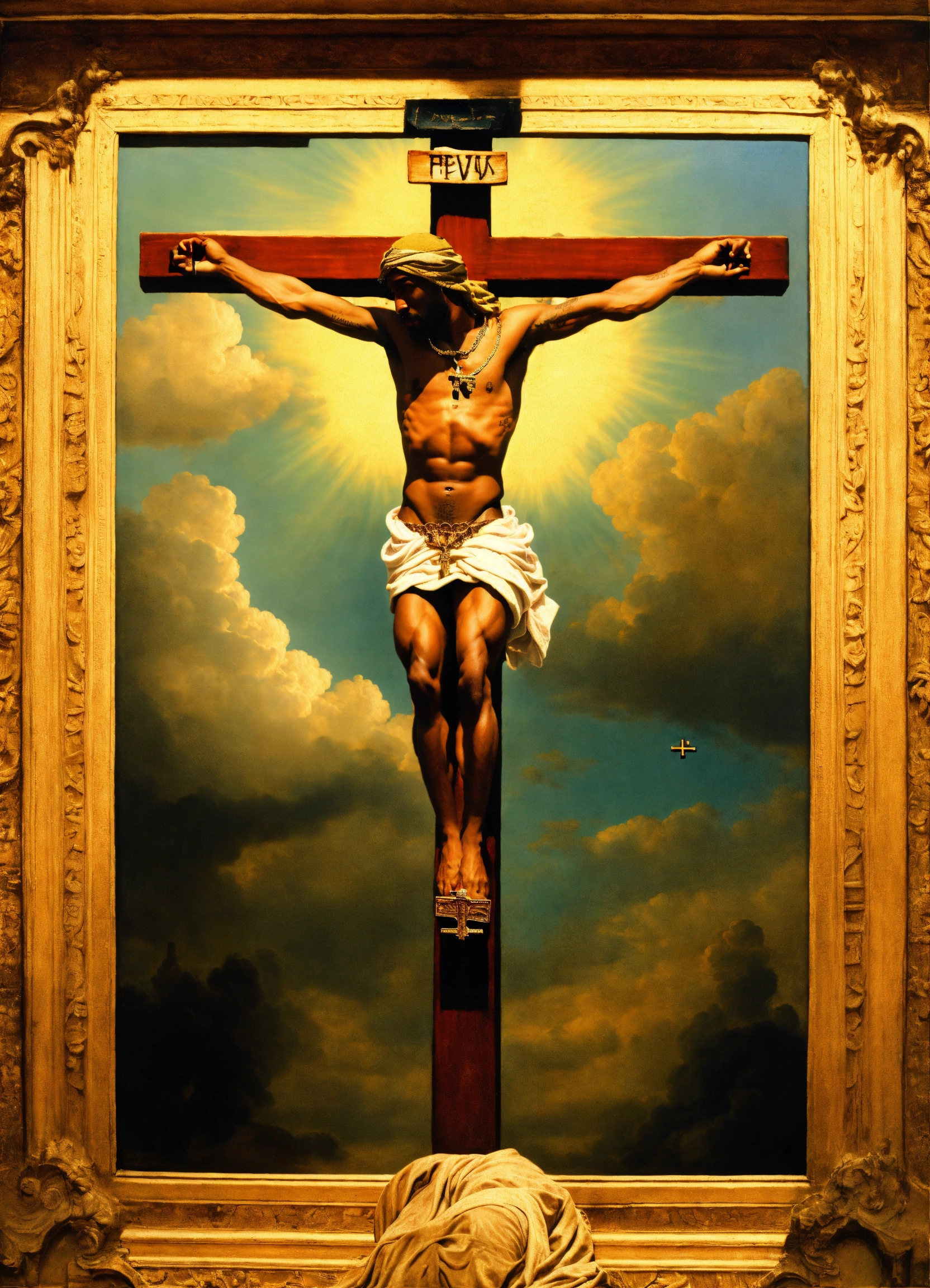 Lexica - Renaissance painting of Tupac Shakur As Jesus on the Cross