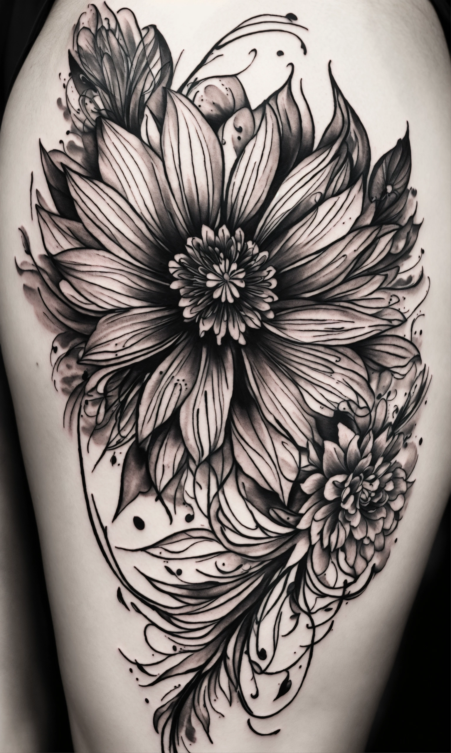 Lexica - Amazon black grey abstract Flower tight tattoo