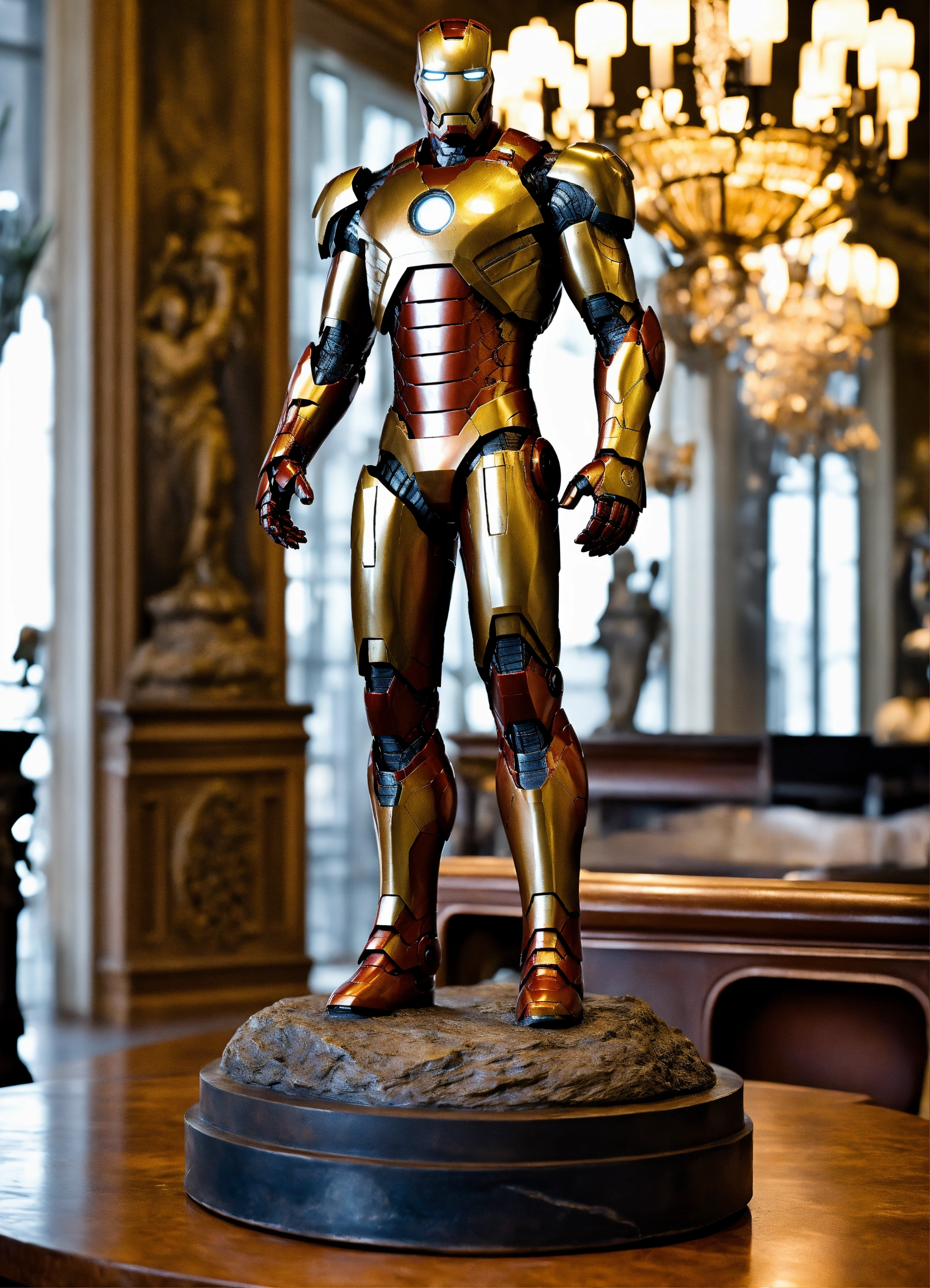 Lexica - A sculpture of beautiful iron man bronze on top of a base ...
