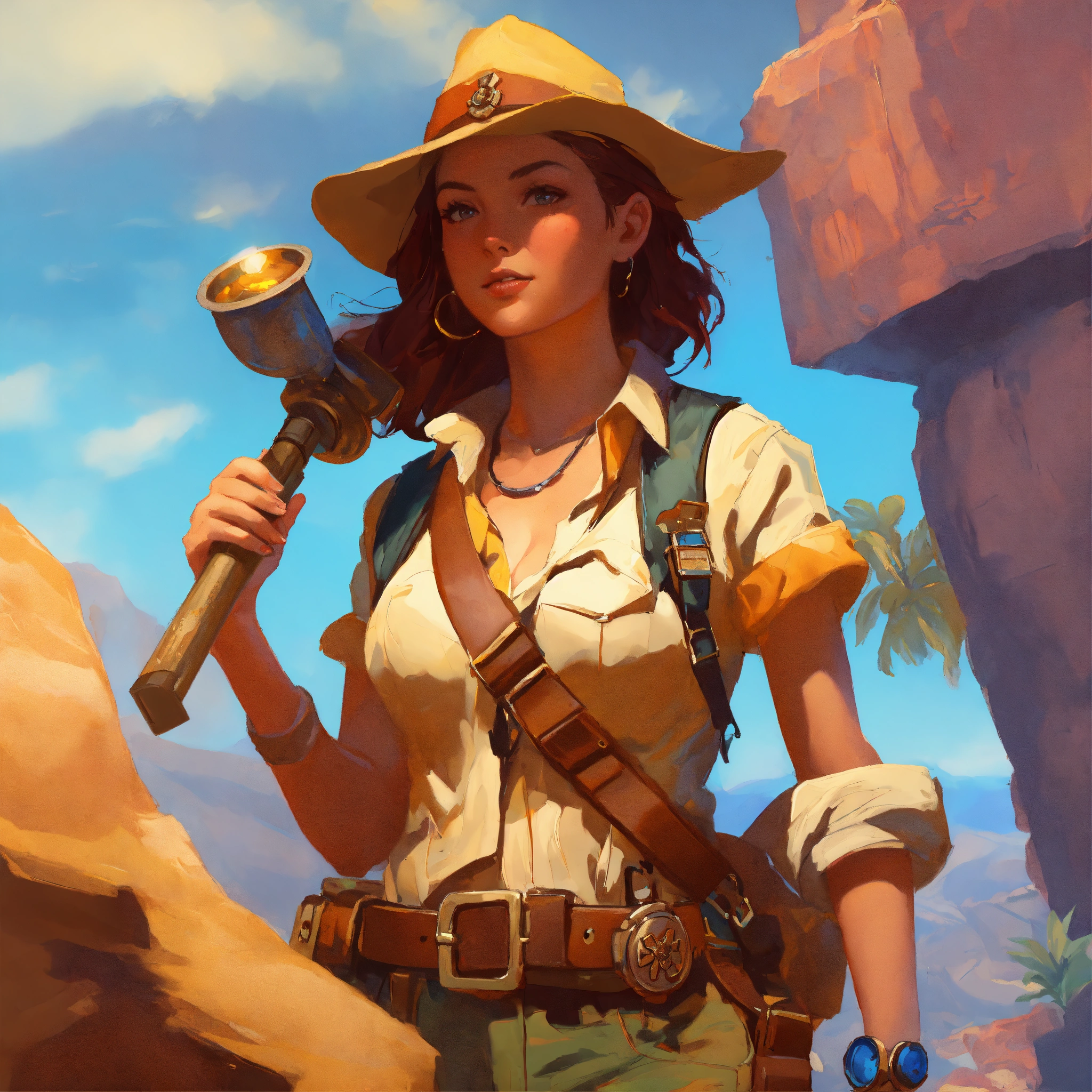 Lexica - Adventure explorer treasure hunter woman, oil paint, 2D ...