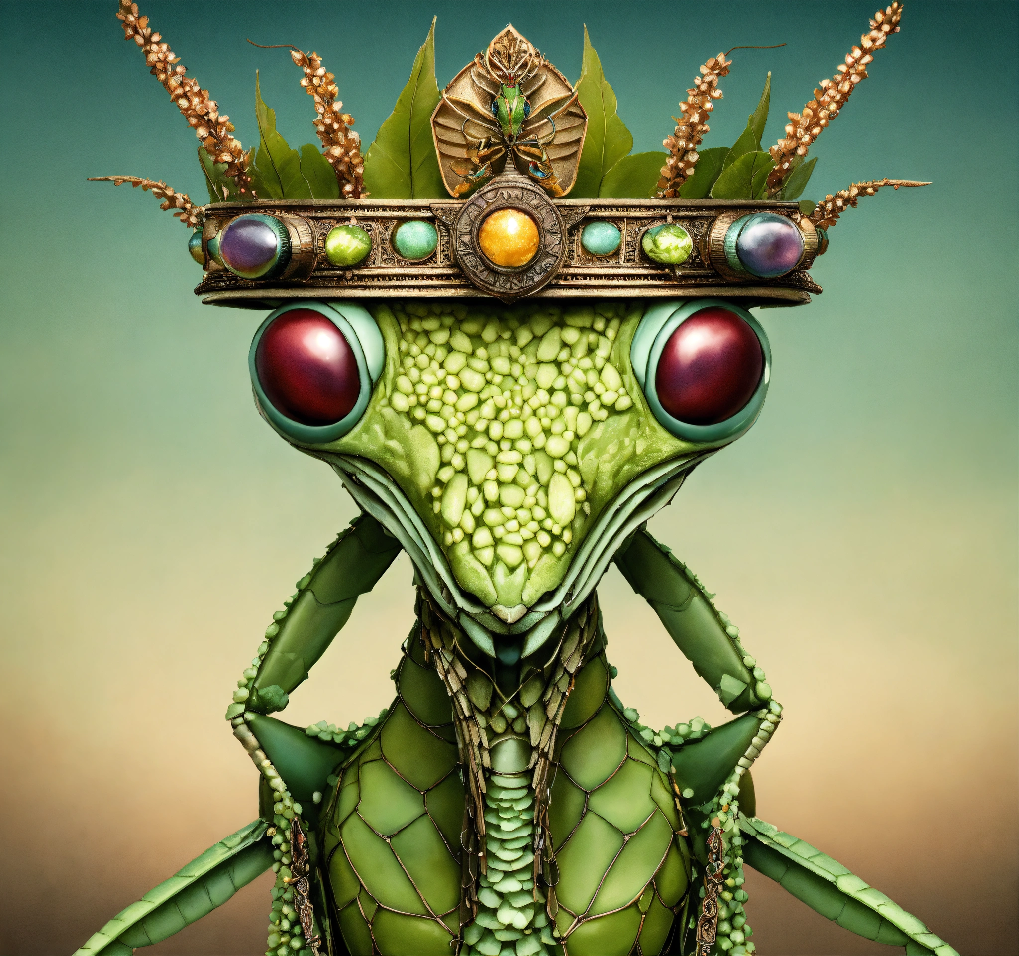 Lexica - Praying Mantis head wearing an elaborate crown, symbolic ...