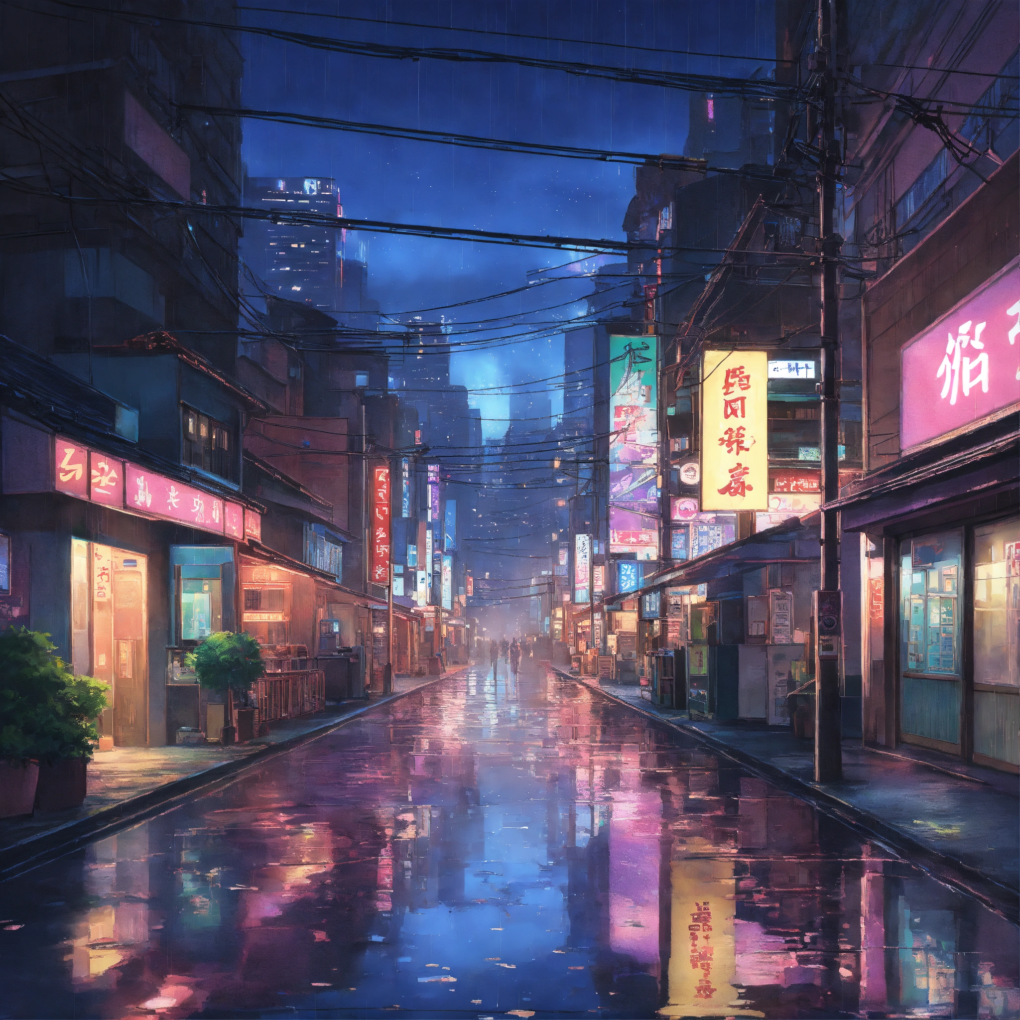 Lexica - A neon-lit Tokyo cityscape at night, reflecting in a puddle on ...